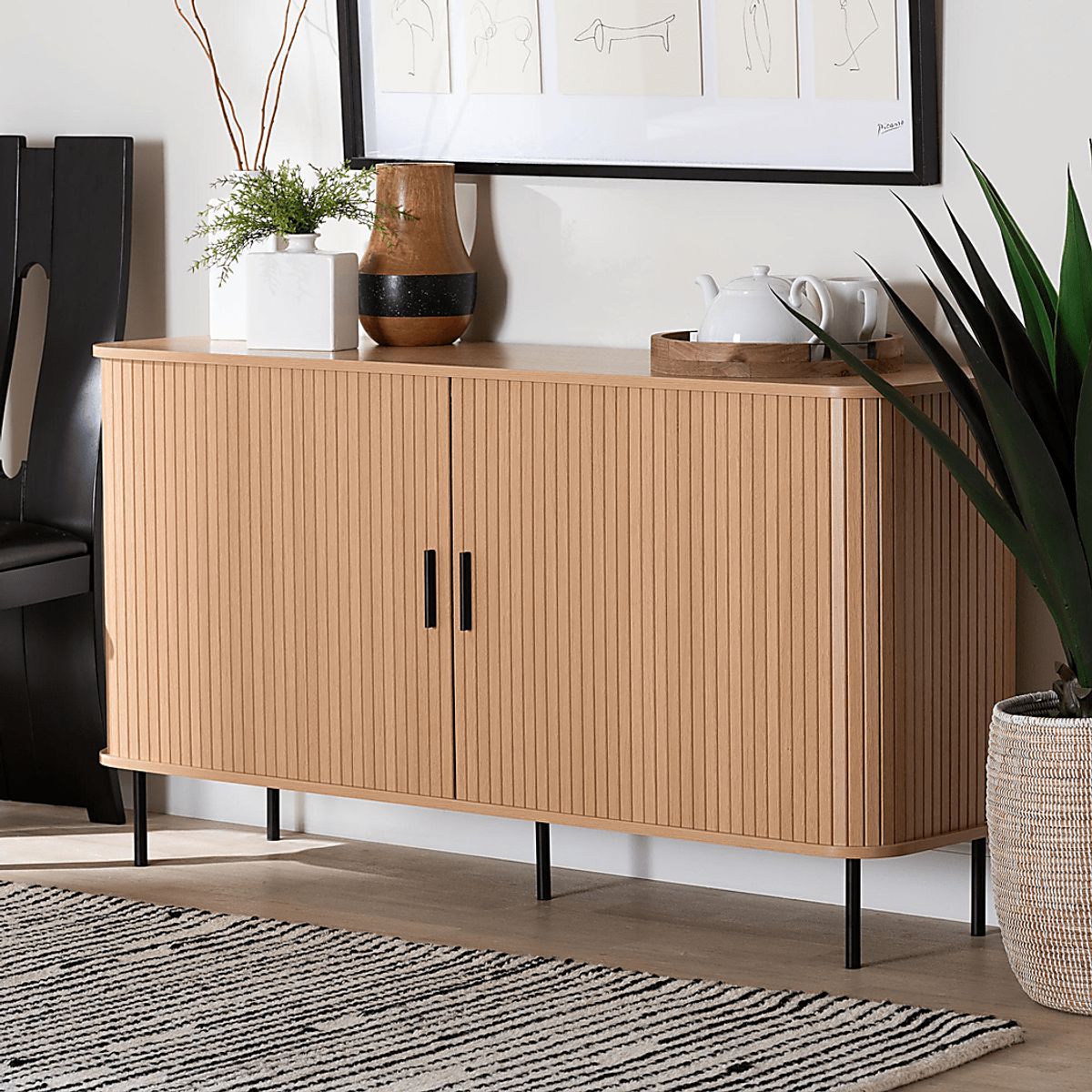 Eleacoms Light Brown Wood Sideboard | Rooms to Go