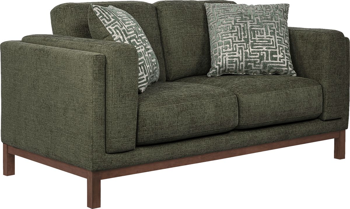 Elena Court 2 Pc Green Woven Living Room Set With Sofa, Loveseat ...
