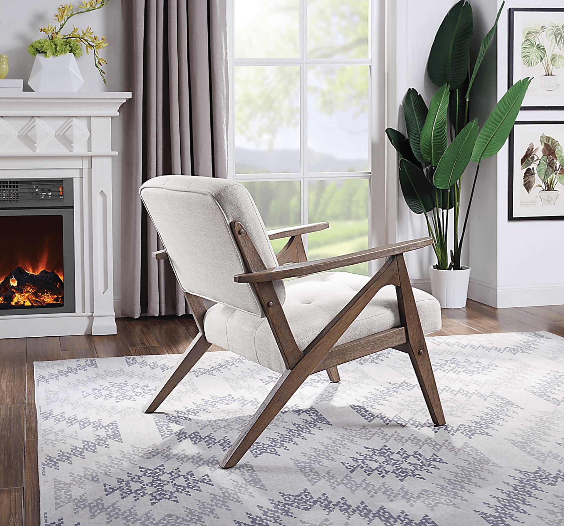 Eliona I Cream Beige Polyester Fabric Accent Chair | Rooms to Go