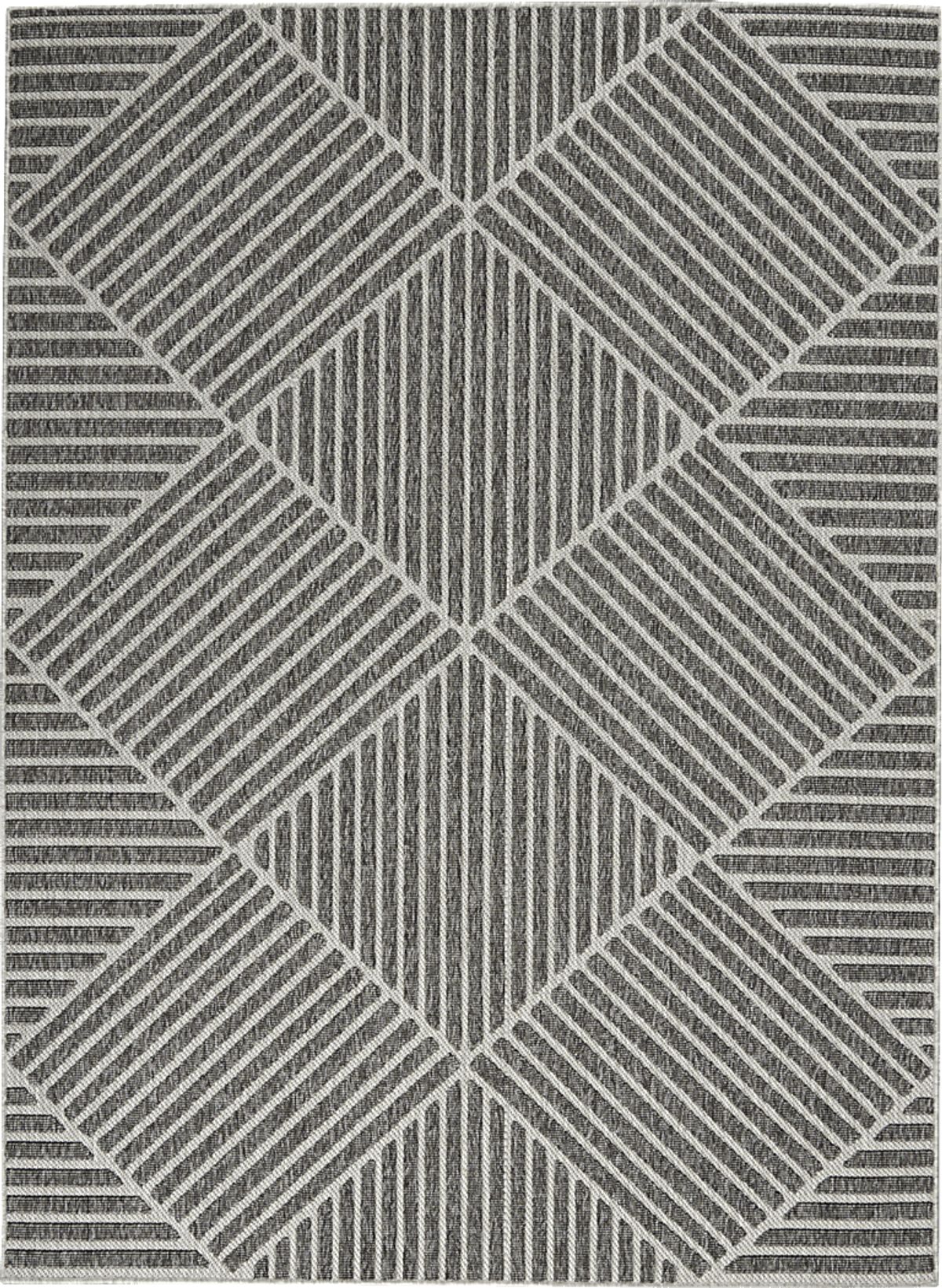 Elize Gray Polypropylene Fabric Outdoor Rug | Rooms to Go
