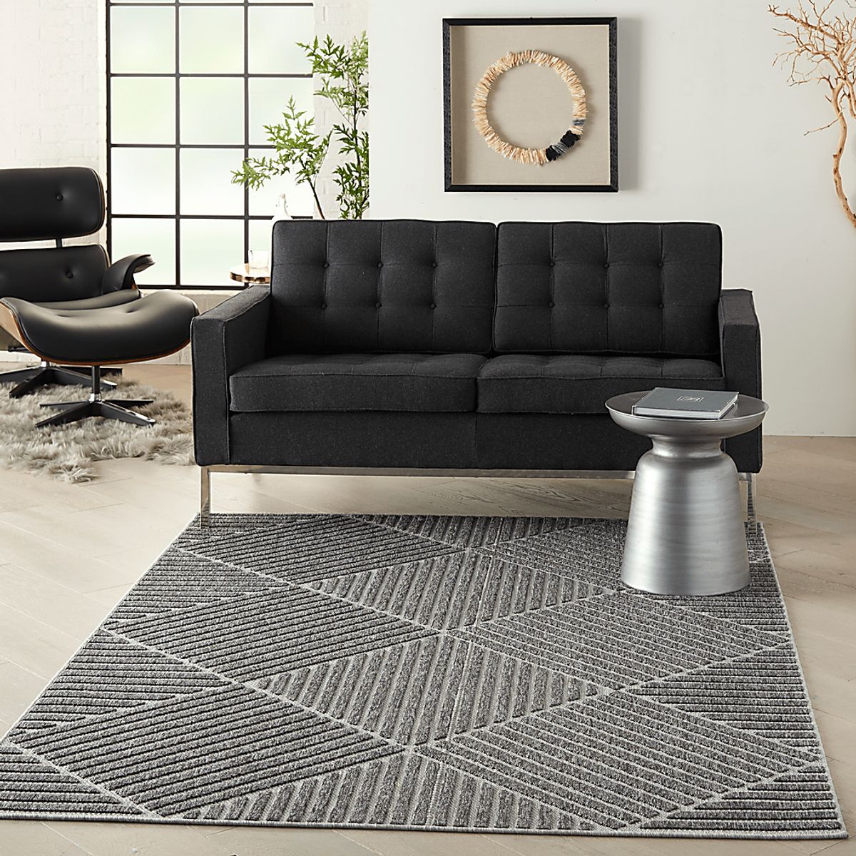 Elize Gray Polypropylene Fabric Outdoor Rug | Rooms to Go