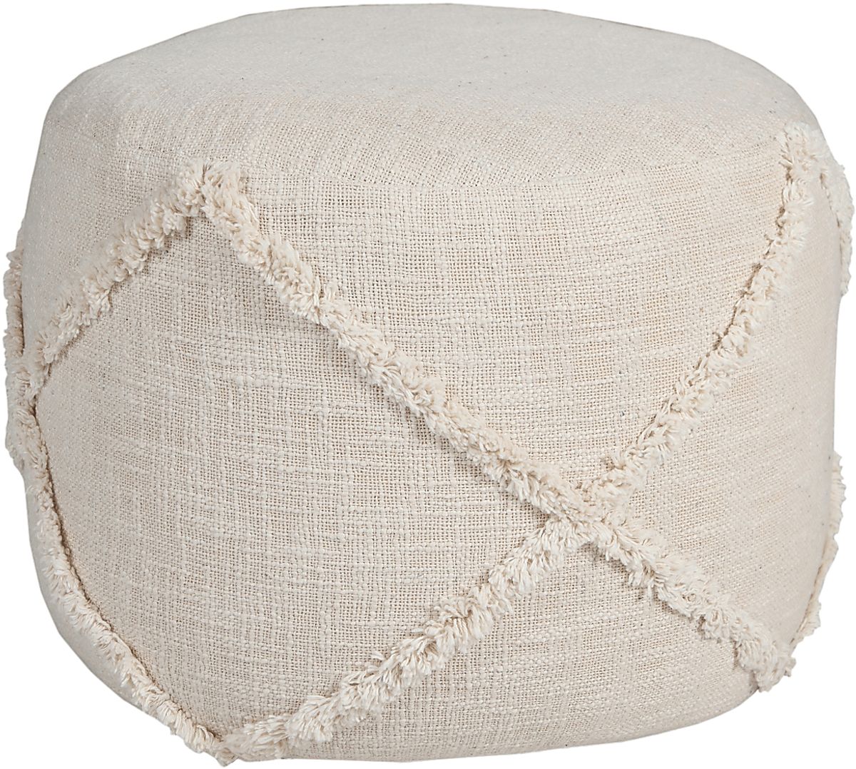 Elizeno I Cream Beige Cotton Fabric Pouf | Rooms to Go