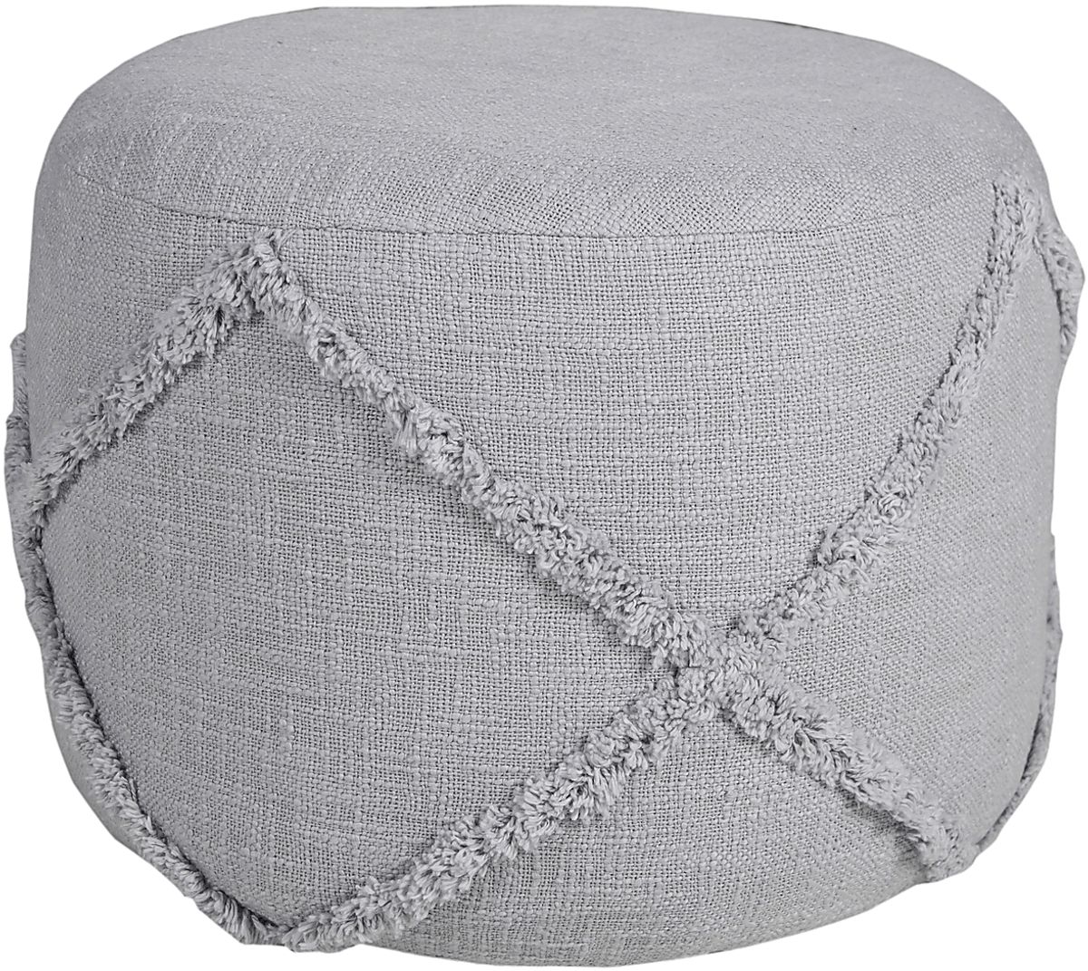 Elizeno I Gray Cotton Fabric Pouf | Rooms to Go