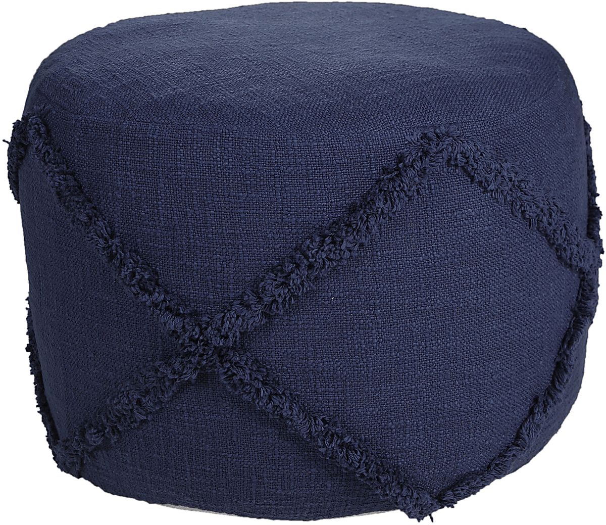 Elizeno I Navy Blue Cotton Fabric Pouf | Rooms to Go