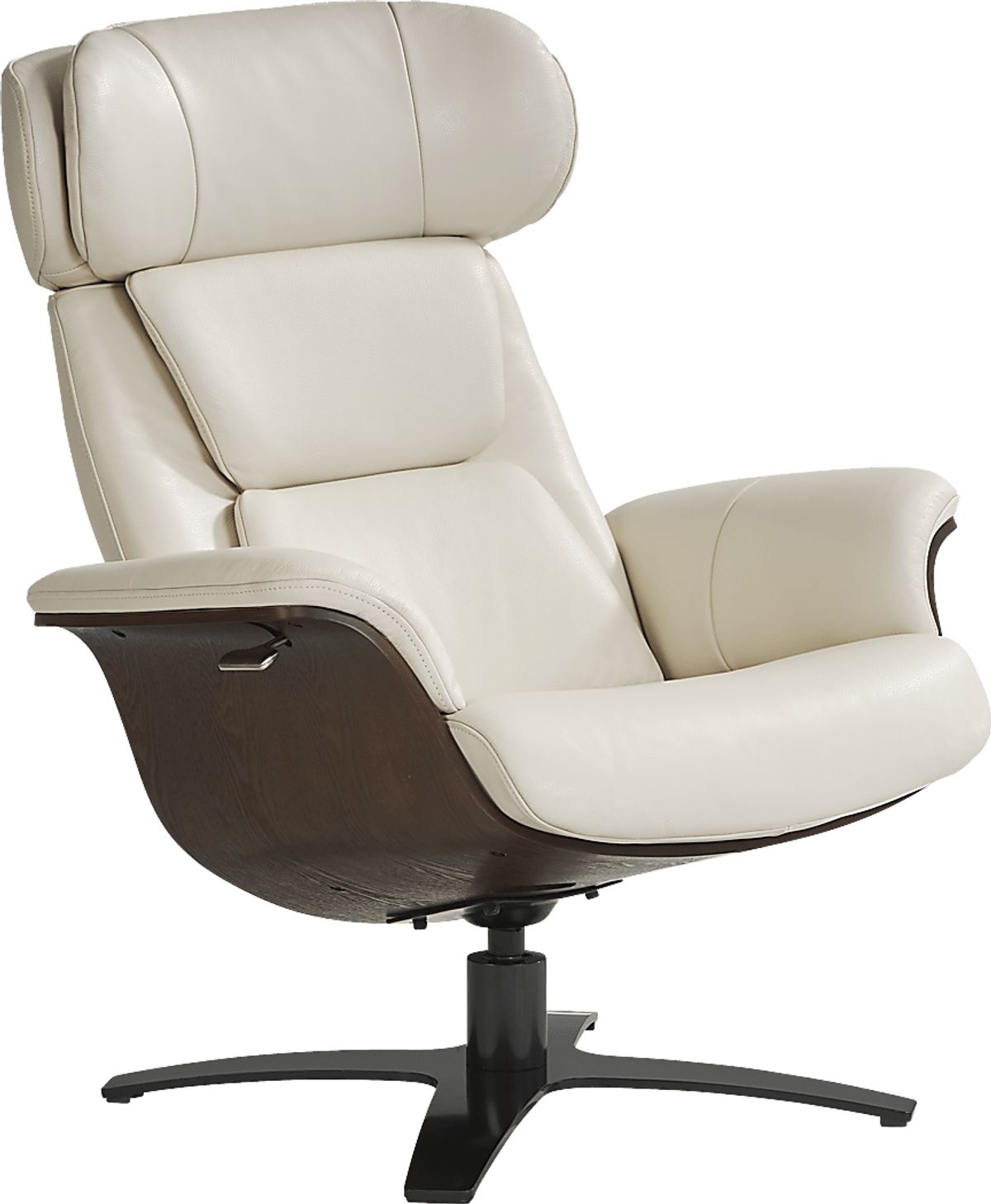 Elliot Ivory Beige Leather Non-Power Reclining Swivel | Rooms to Go