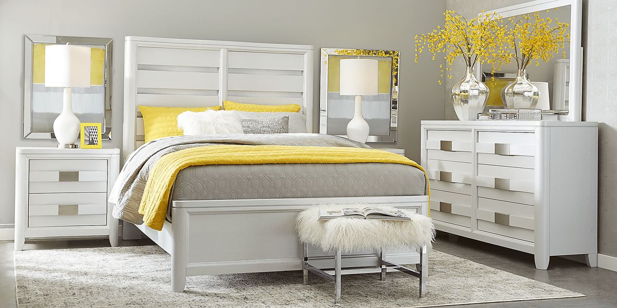 Elliot Park 8 Pc Metal,Platinum Gray Queen Bedroom Set With 3 Pc Queen ...