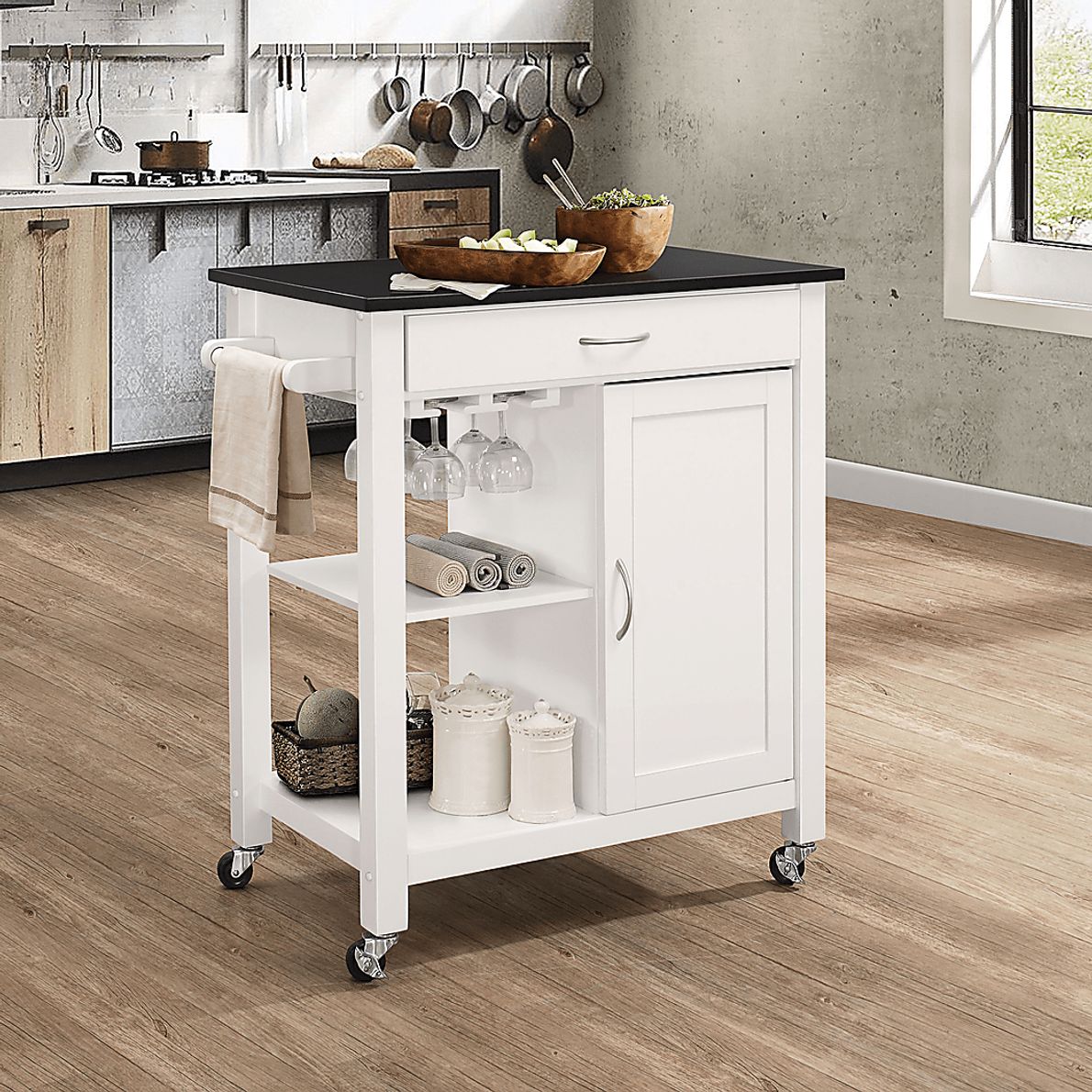 Elmira White Kitchen Cart - Rooms To Go