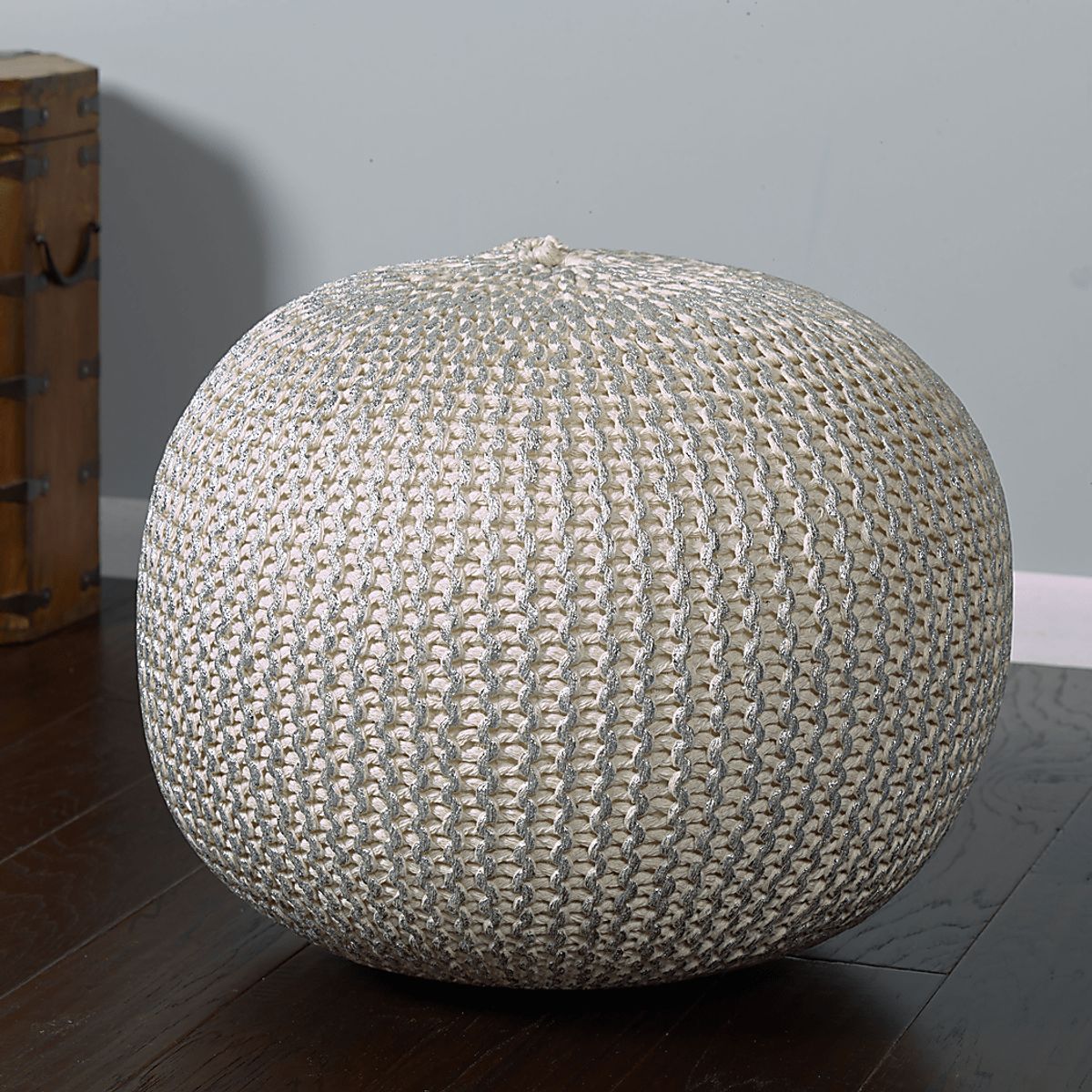 Elodret Ivory,Silver Beige,Gray Cotton Fabric Poufs | Rooms to Go