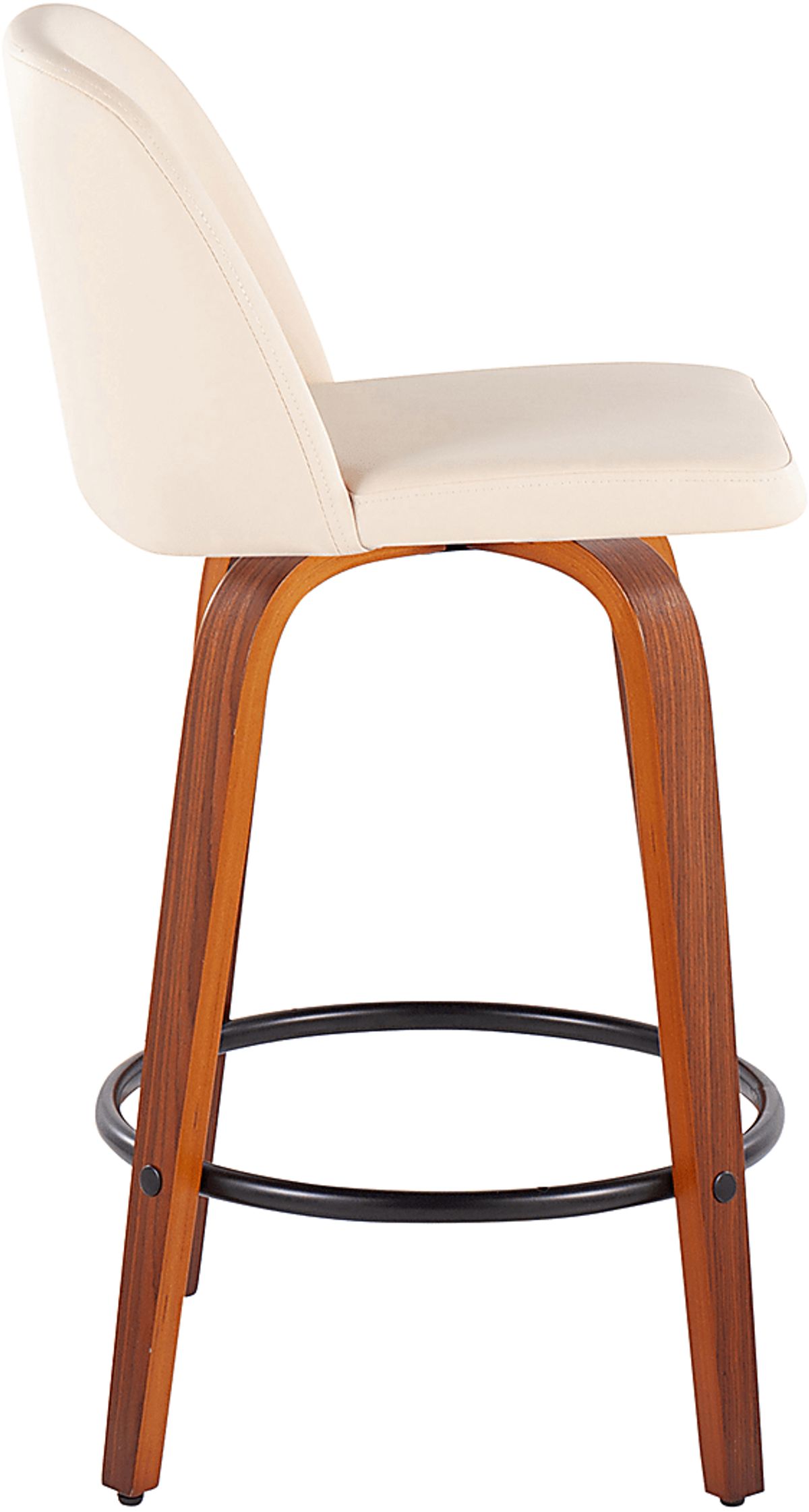 Elorena I Walnut Dark Wood Cream Beige Polyurethane Fabric Swivel ...