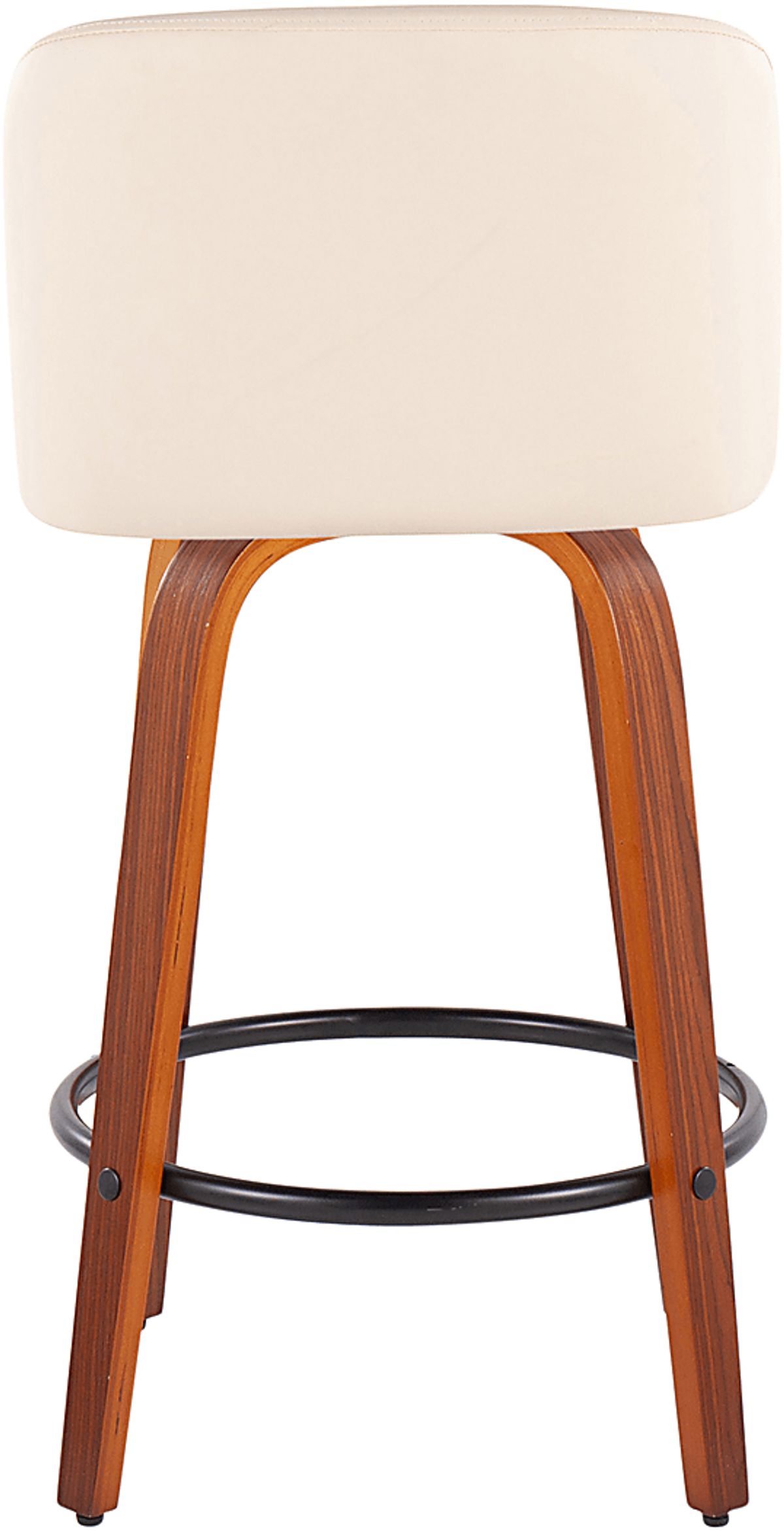 Elorena I Walnut Dark Wood Cream Beige Polyurethane Fabric Swivel ...