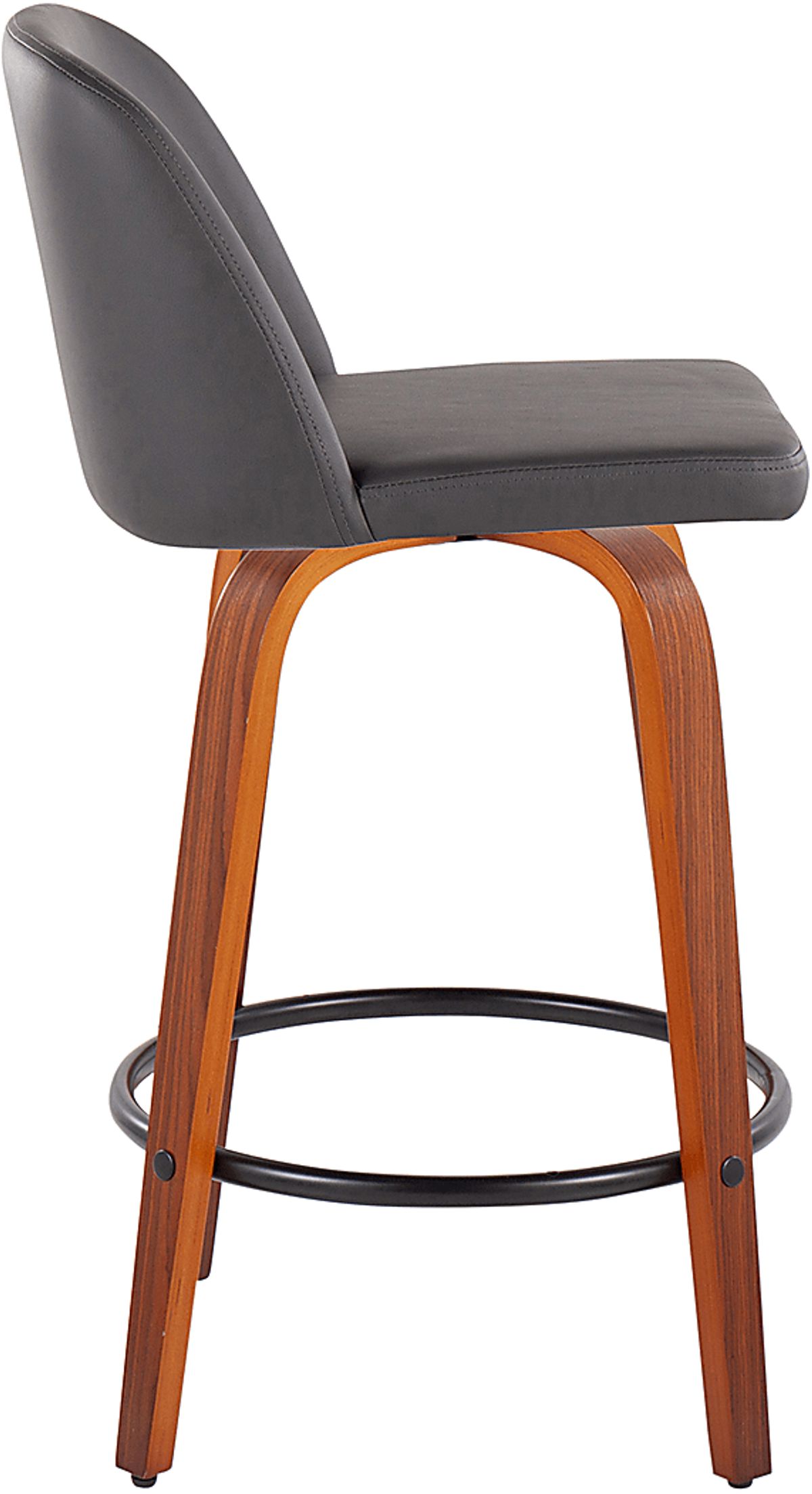 Elorena I Walnut Dark Wood Gray Polyurethane Fabric Swivel Upholstered ...