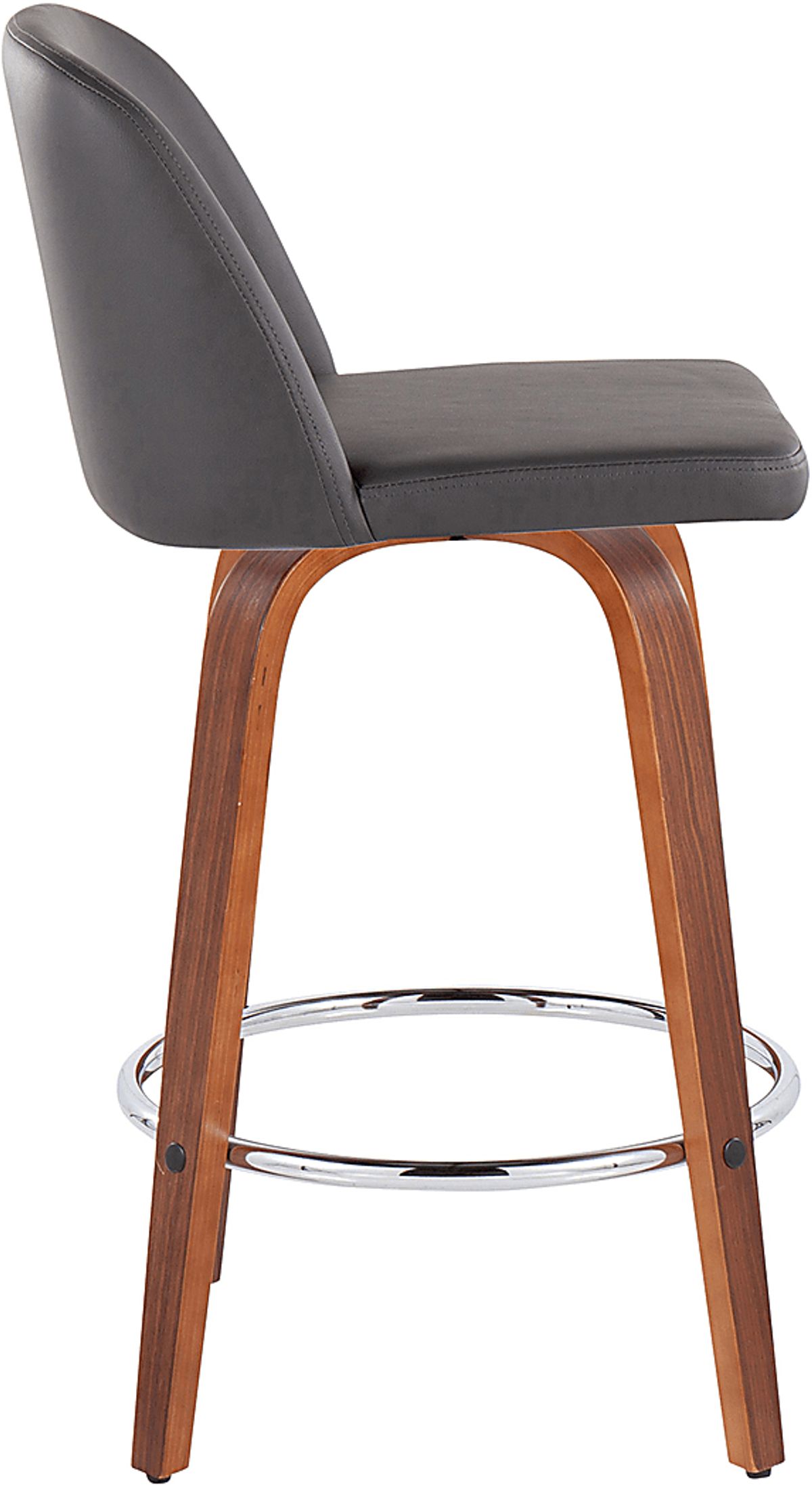 Elorena II Walnut Dark Wood Gray Polyurethane Fabric Swivel Upholstered ...