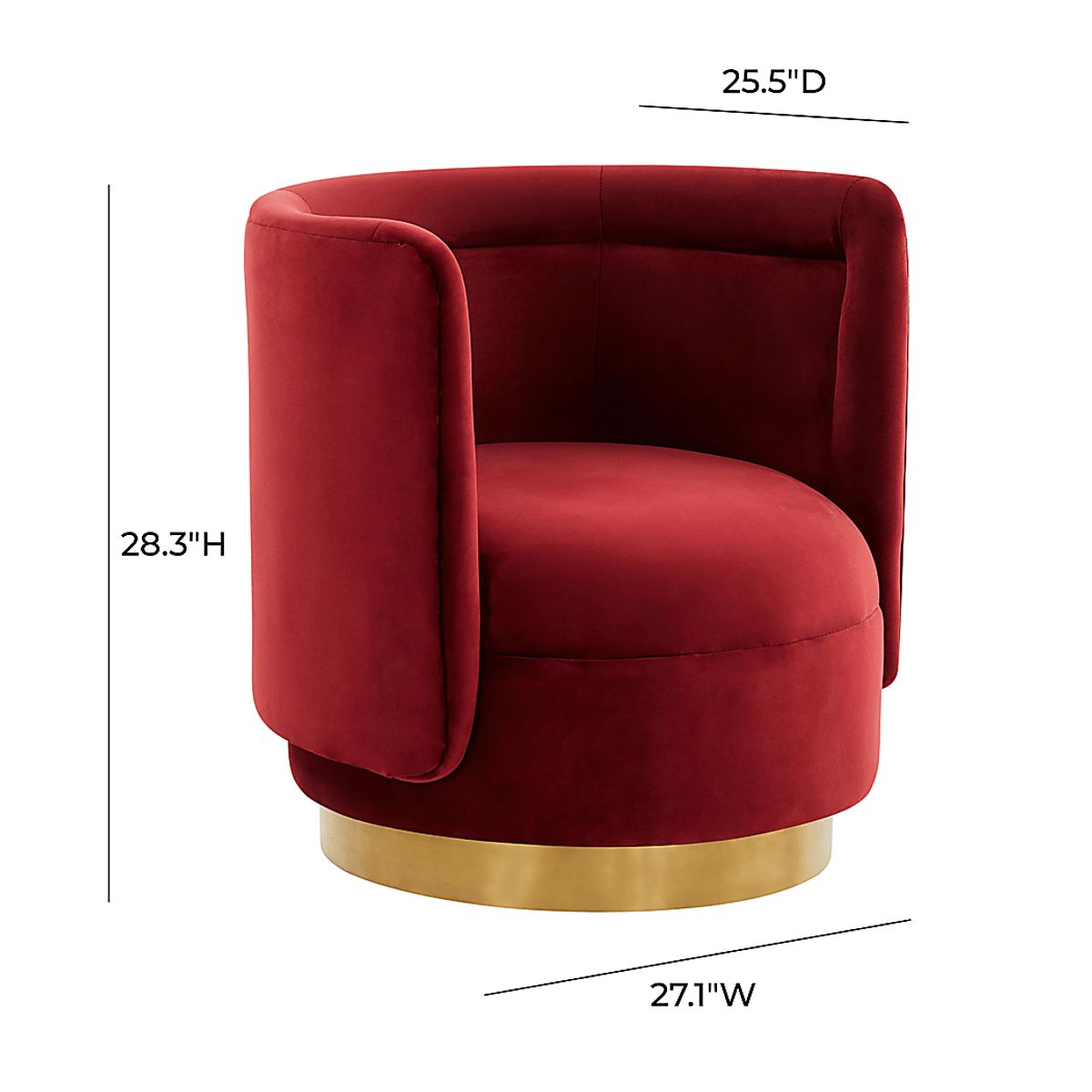 Elsey Lane Maroon Red Velvet Plush Swivel Accent Chair | Rooms to Go