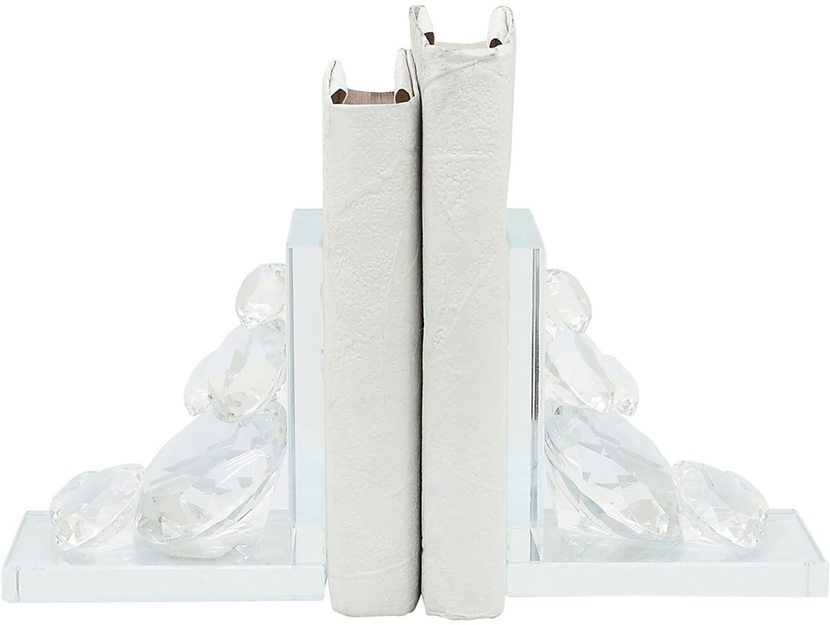 Elvind Clear White Bookends | Rooms to Go