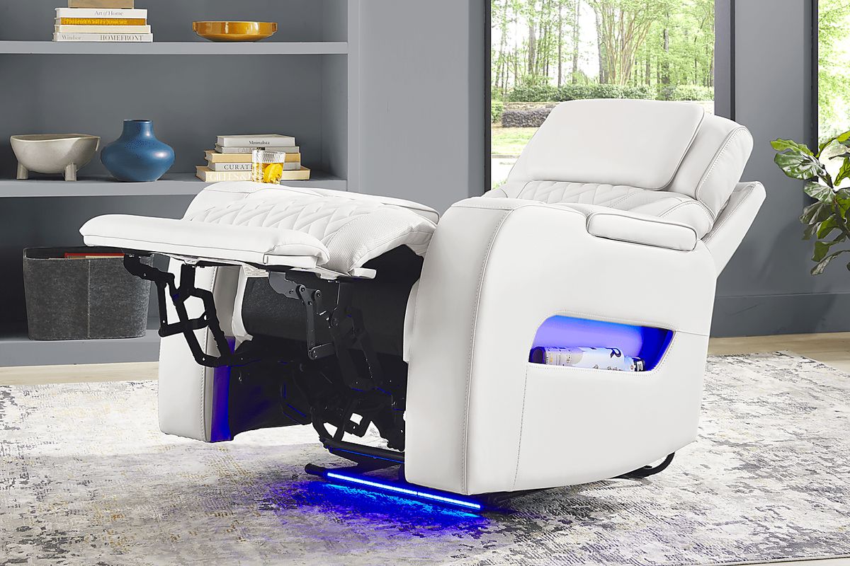 Encore White Leather Triple Power Recliner | Rooms to Go