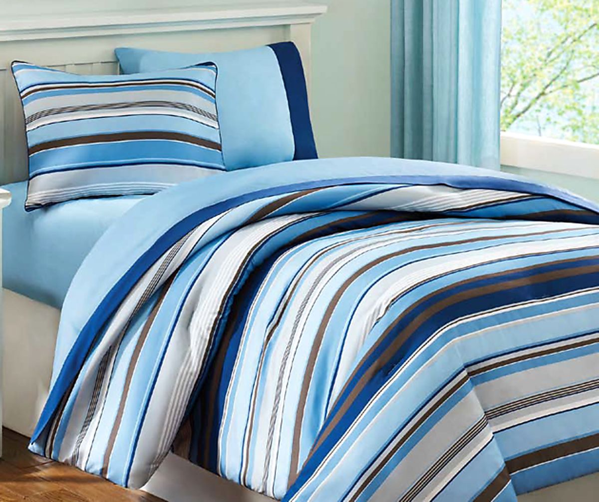 Endless Stripe Blue Full Bed Set | Rooms to Go