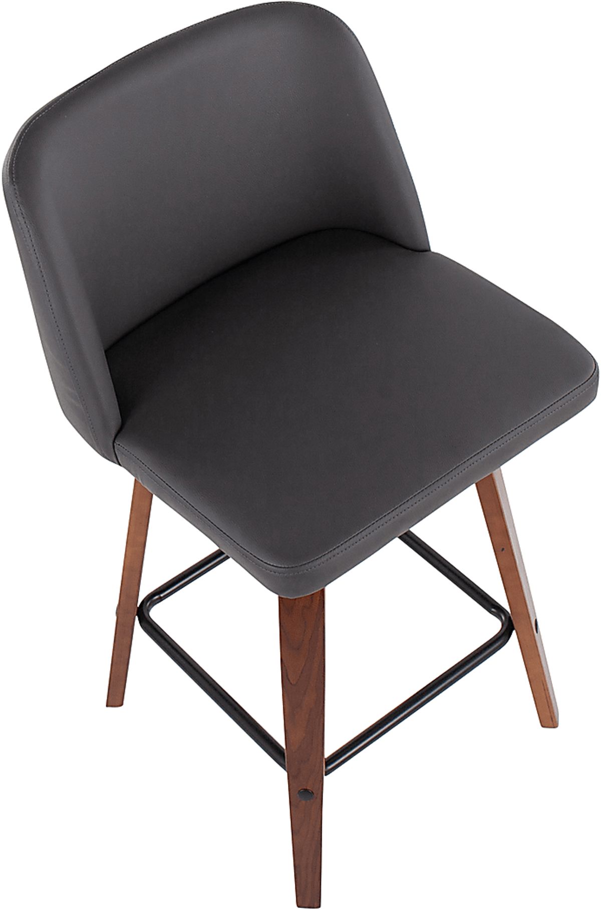 Enora Ann Walnut Dark Wood Gray Polyurethane Fabric Swivel Upholstered ...