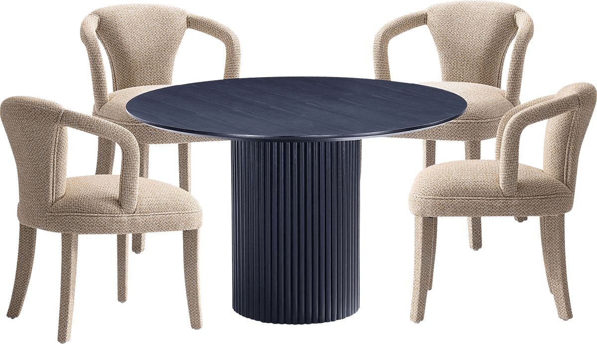 Enramada Black,Gold Black,Yellow Tweed Black And Gold 5 Pc Dining Table ...