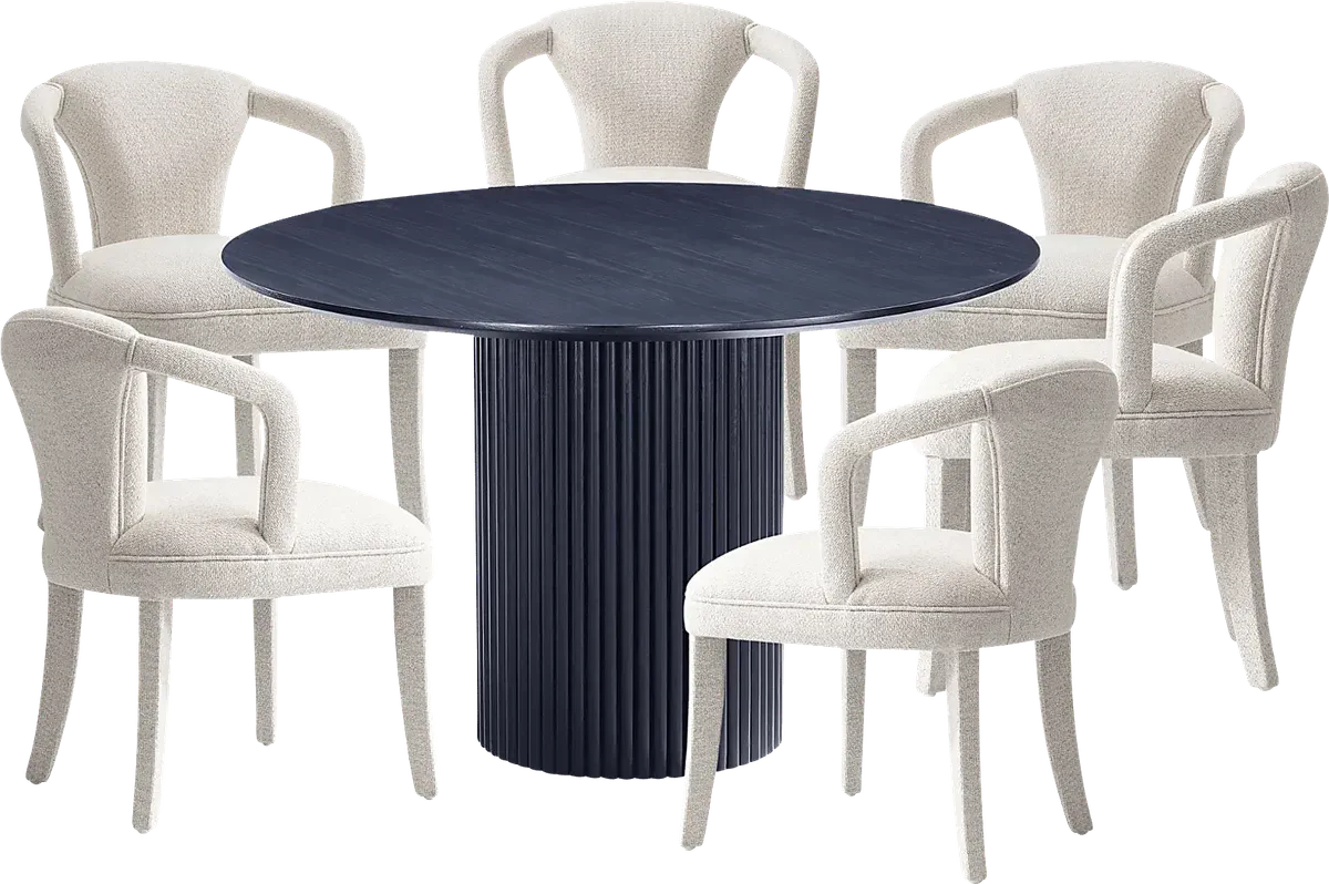 Enramada Black,Ivory Beige,Black Tweed Black And Ivory 7 Pc Dining ...