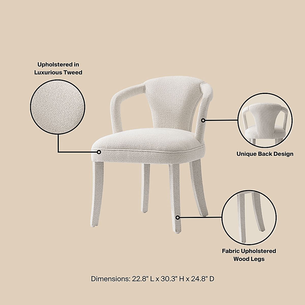 Enramada Ivory Beige Tweed Arm Chair | Rooms to Go