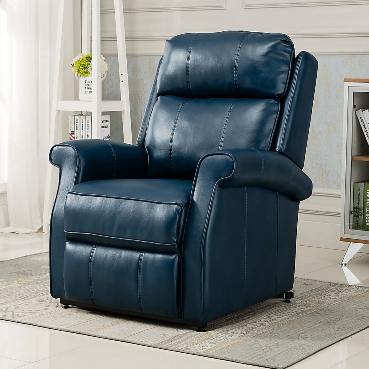 Enright Blue Polyester,Polyurethane Fabric Power Recliner | Rooms to Go