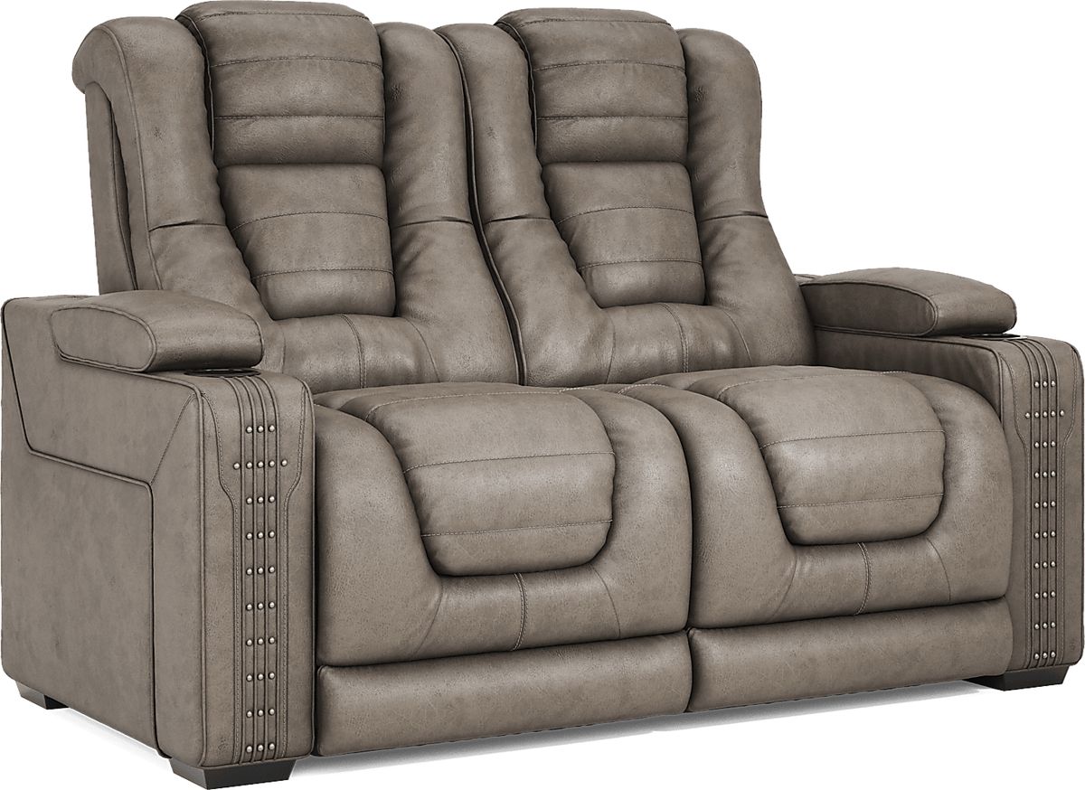Chief 5 Pc Taupe Beige Polyester Fabric Dual Power Reclining Living ...