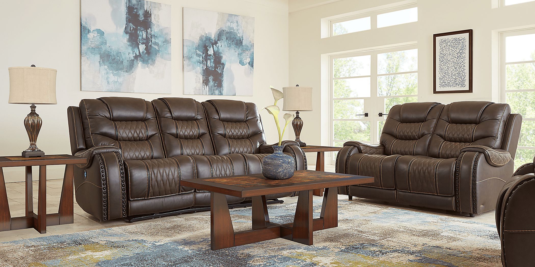 Eric Church Highway To Home Headliner Brown Leather 5 Pc Living Room ...