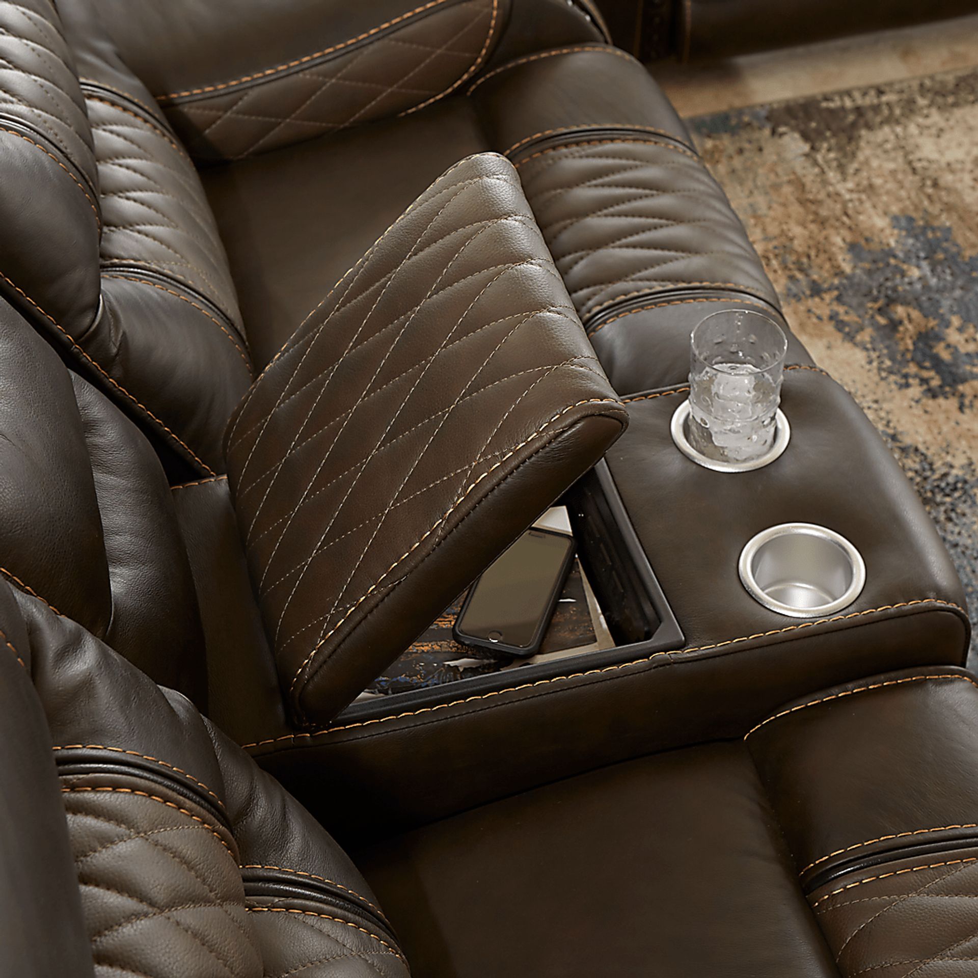 Headliner Brown Leather Non-Power Reclining Loveseat | Rooms to Go Headliner Brown Leather Non-Power Reclining Loveseat | Rooms to Go