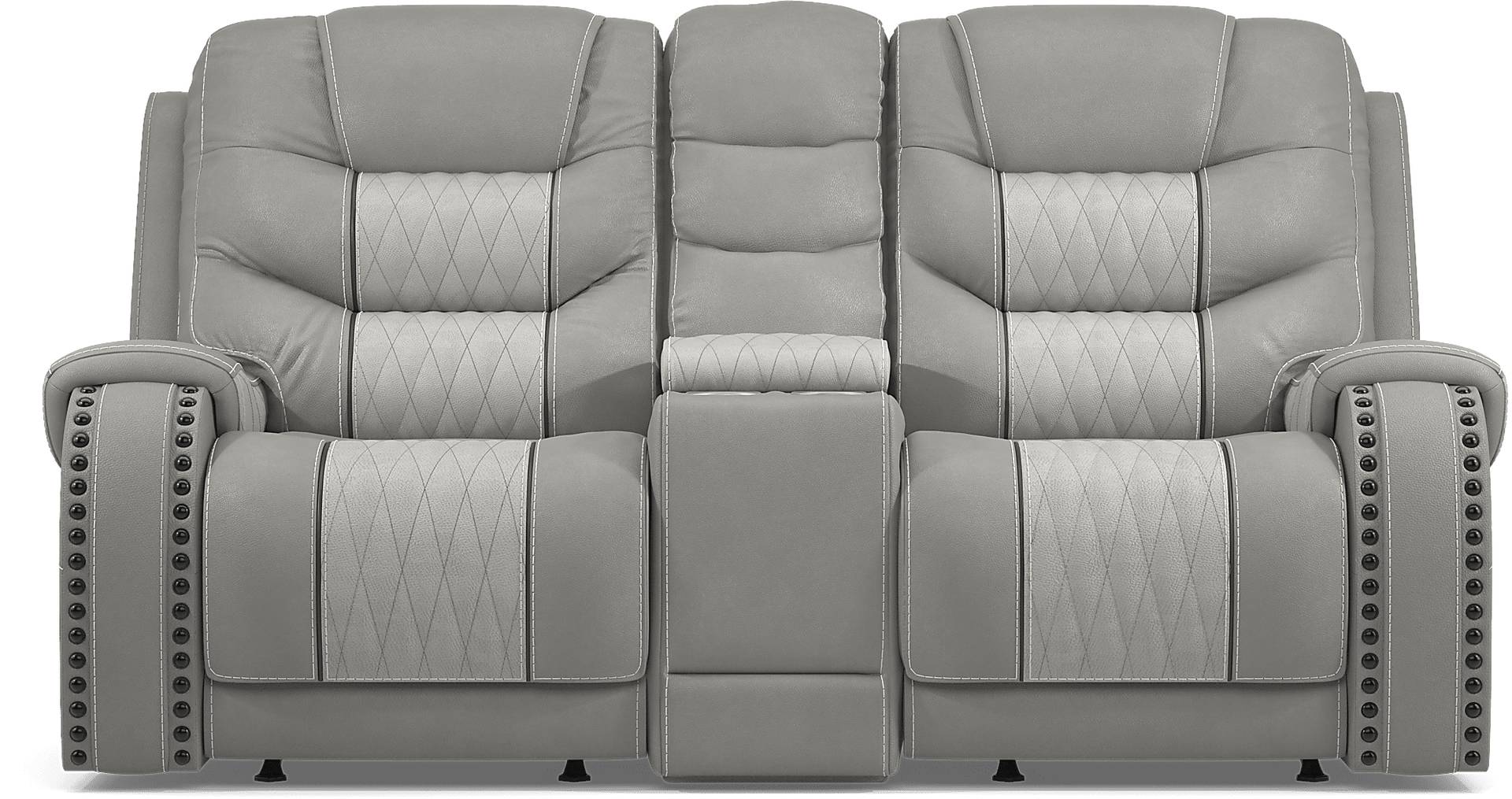 Headliner 5 Pc Gray Leather Dual Power Reclining Living Room Set With ...