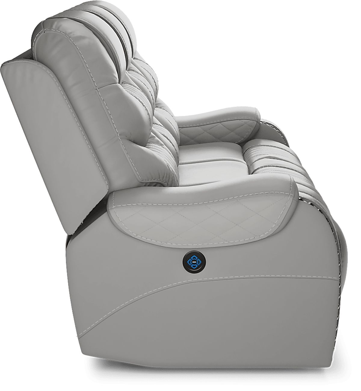 Headliner Gray Leather Dual Power Reclining Sofa | Rooms to Go