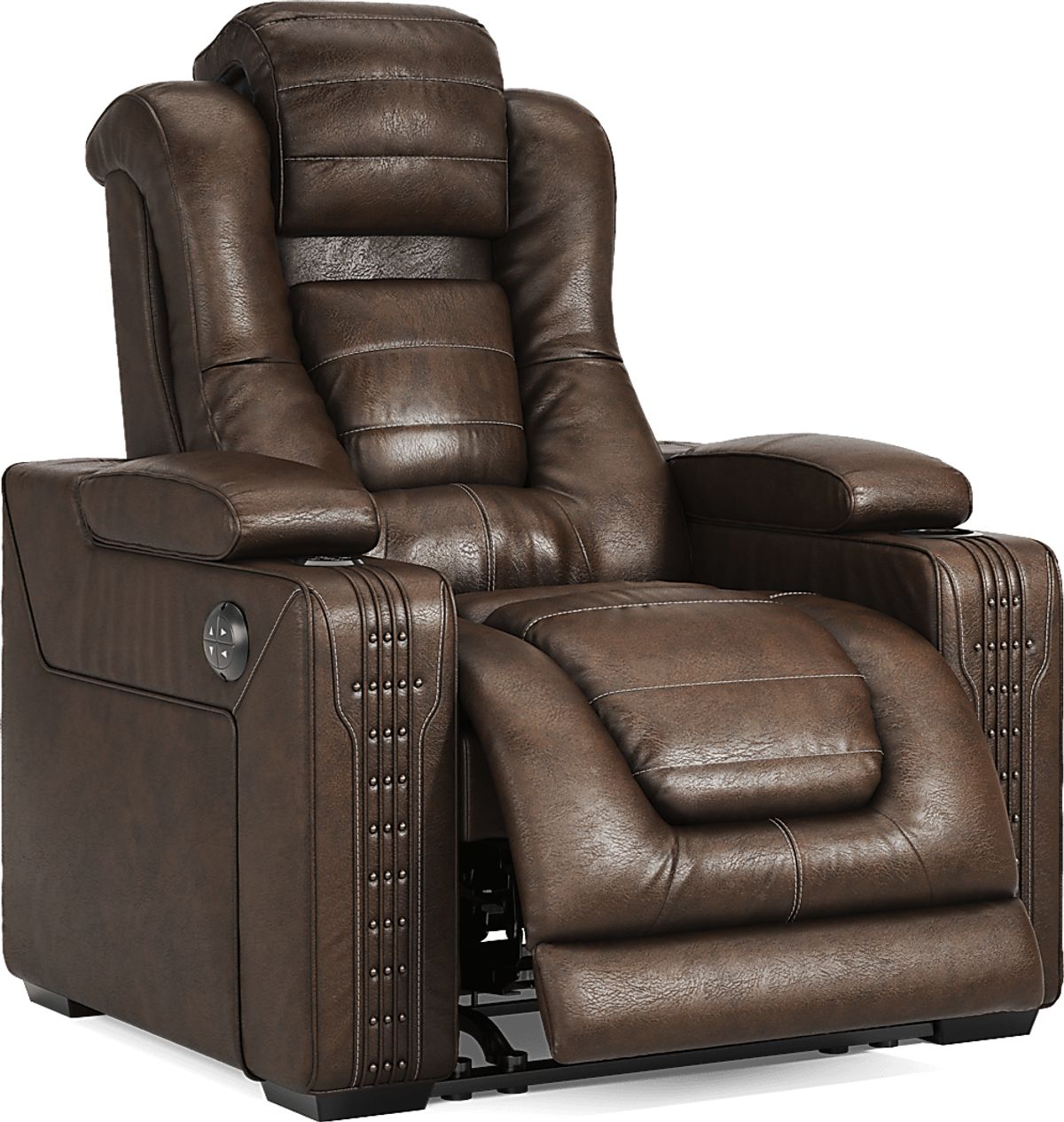 Renegade Brown Leather Dual Power Recliner | Rooms to Go