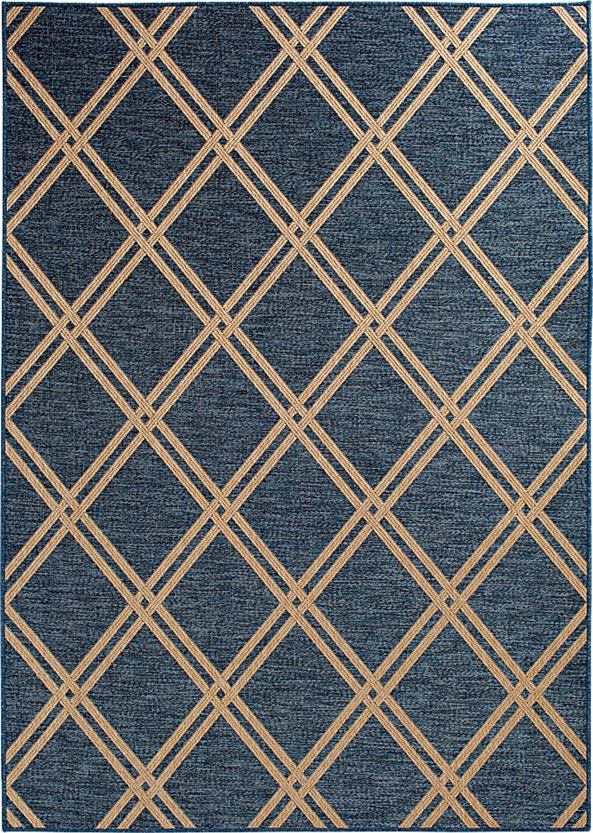 Eristy Blue Polypropylene Fabric Outdoor Rug | Rooms to Go