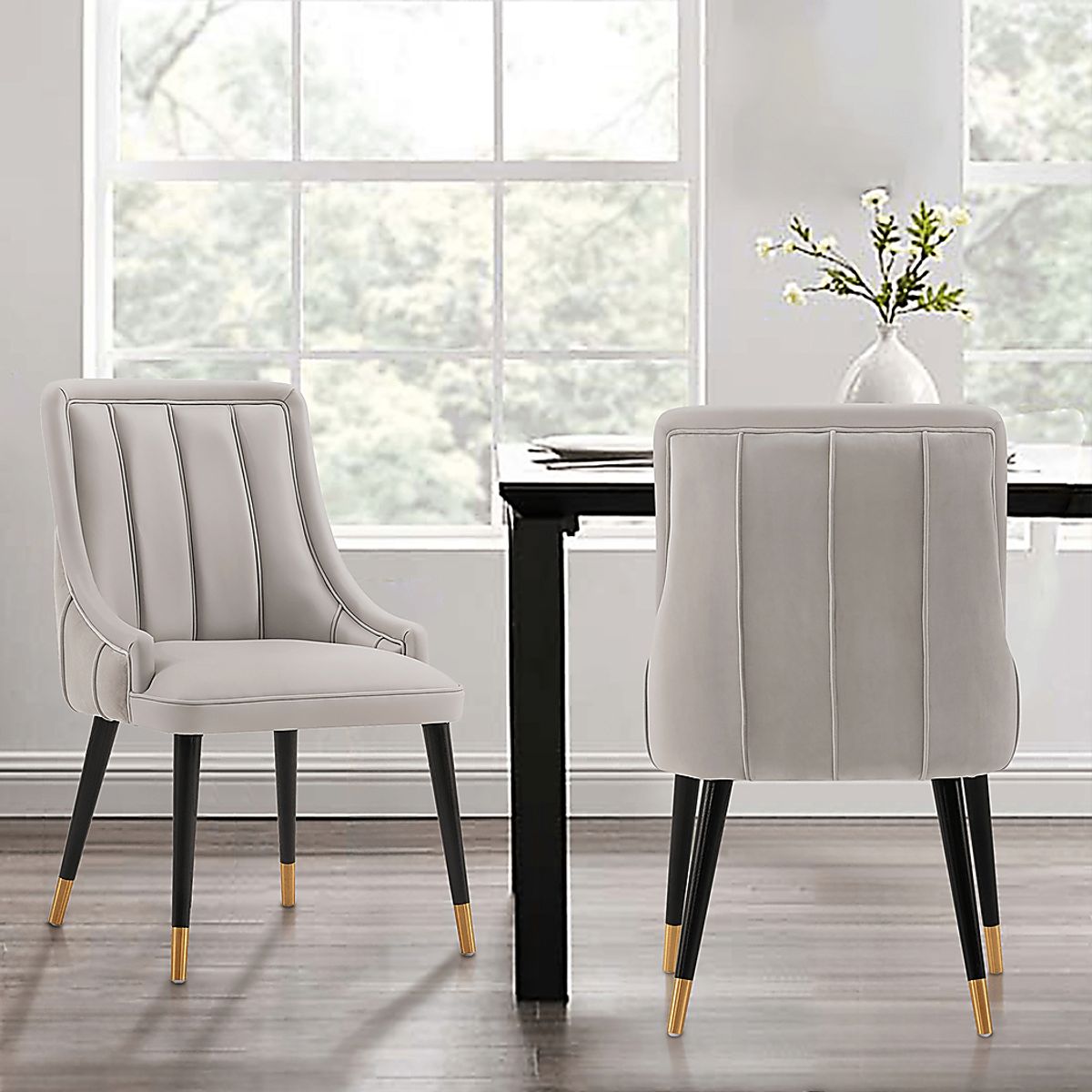Erlandson Gray Leatherette,Velvet Plush Dining Chair | Rooms to Go