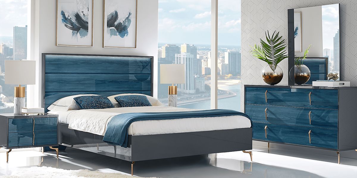 Esmedira 5 Pc Blue Colors Queen Bedroom Set - Rooms To Go