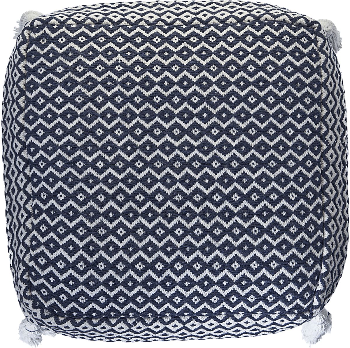 Esrinna Ivory,Navy Beige,Blue Cotton Fabric Poufs | Rooms to Go