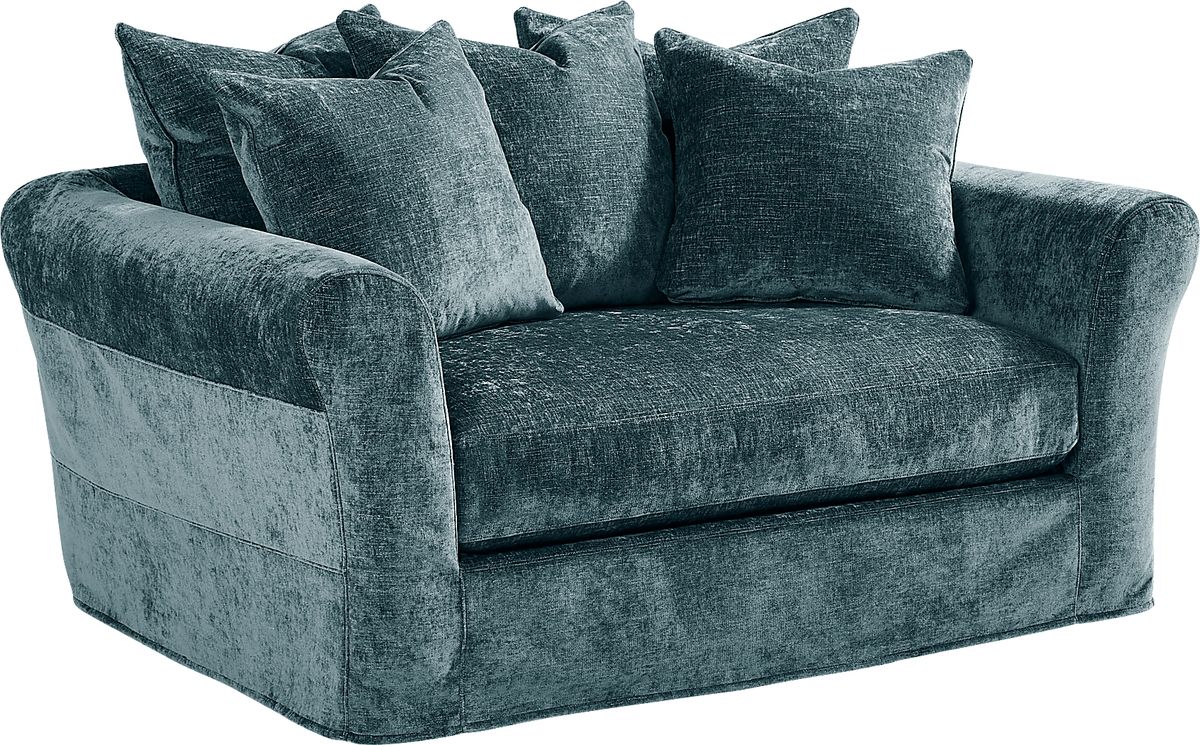 Cindy Crawford Essex Lane Lagoon Blue Chenille Fabric Chair | Rooms to Go