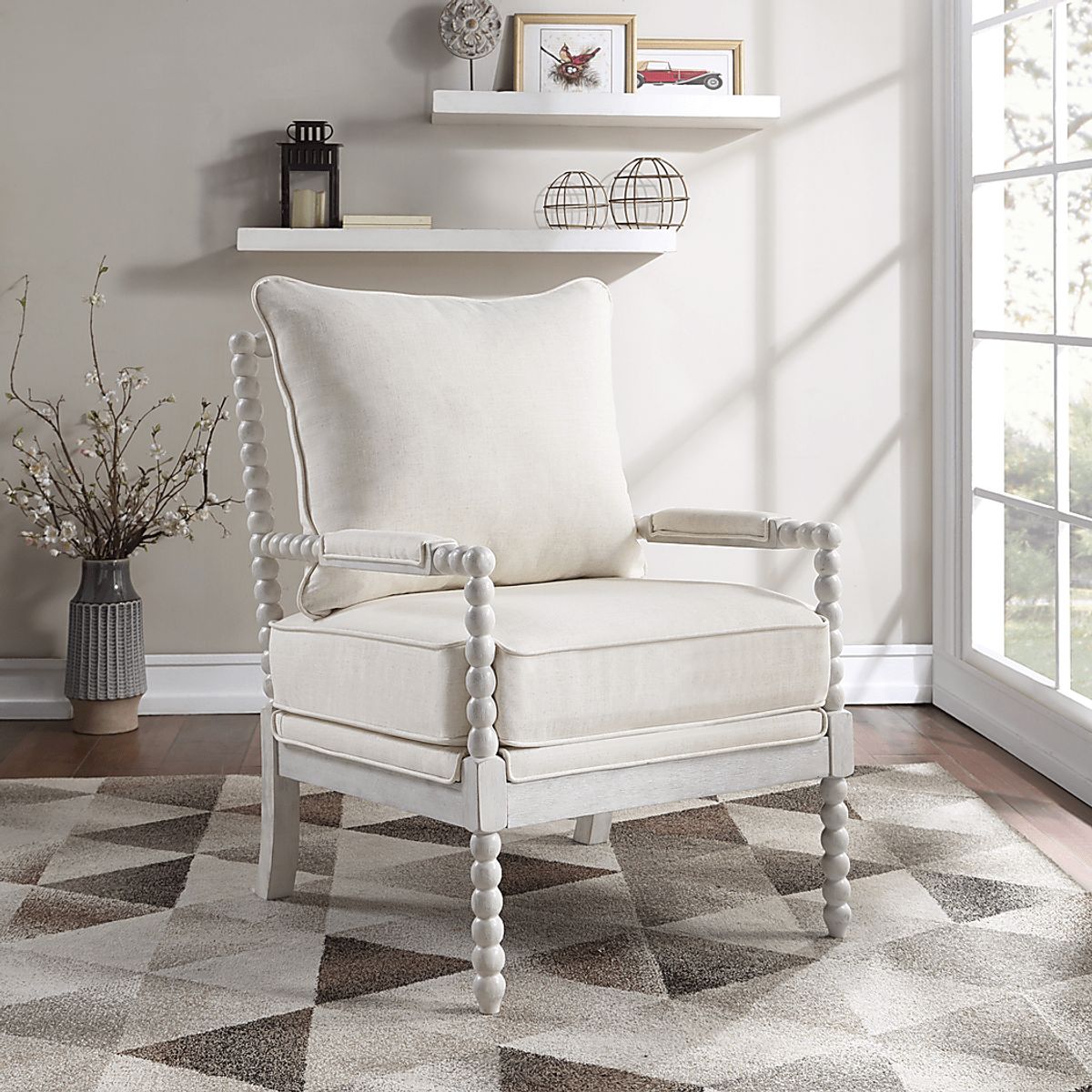 Etchern Cream Beige Polyester Fabric Accent Chair | Rooms to Go