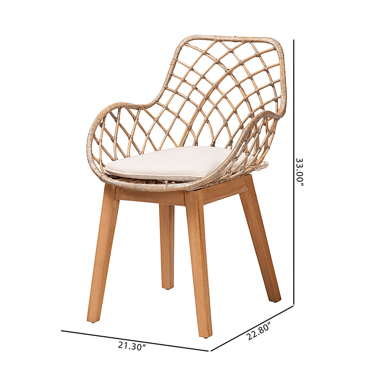 Ethacal Natural Beige,White Polyester Fabric Arm Chair, Set Of 2 ...