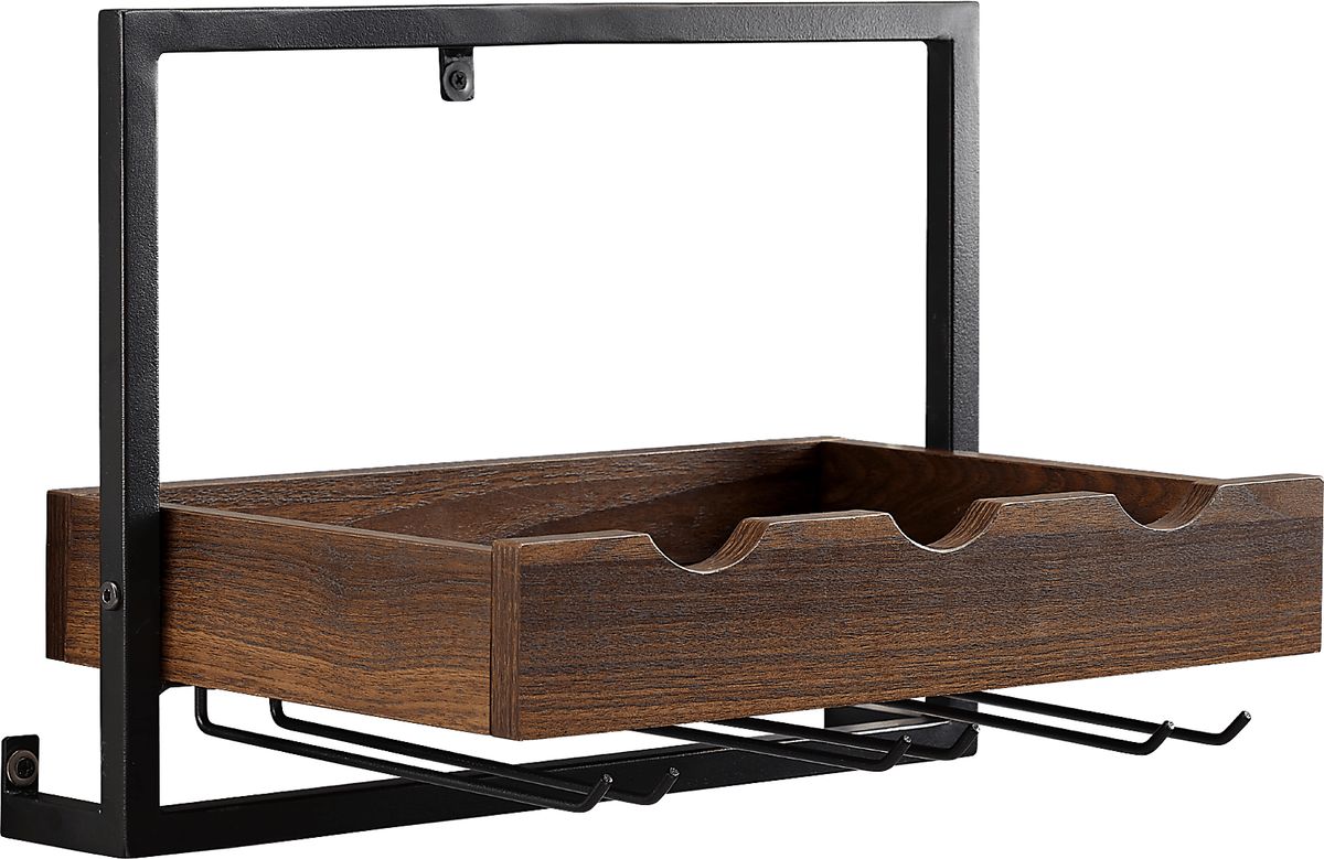 Ethelbert Walnut Dark Wood Wine Rack | Rooms to Go