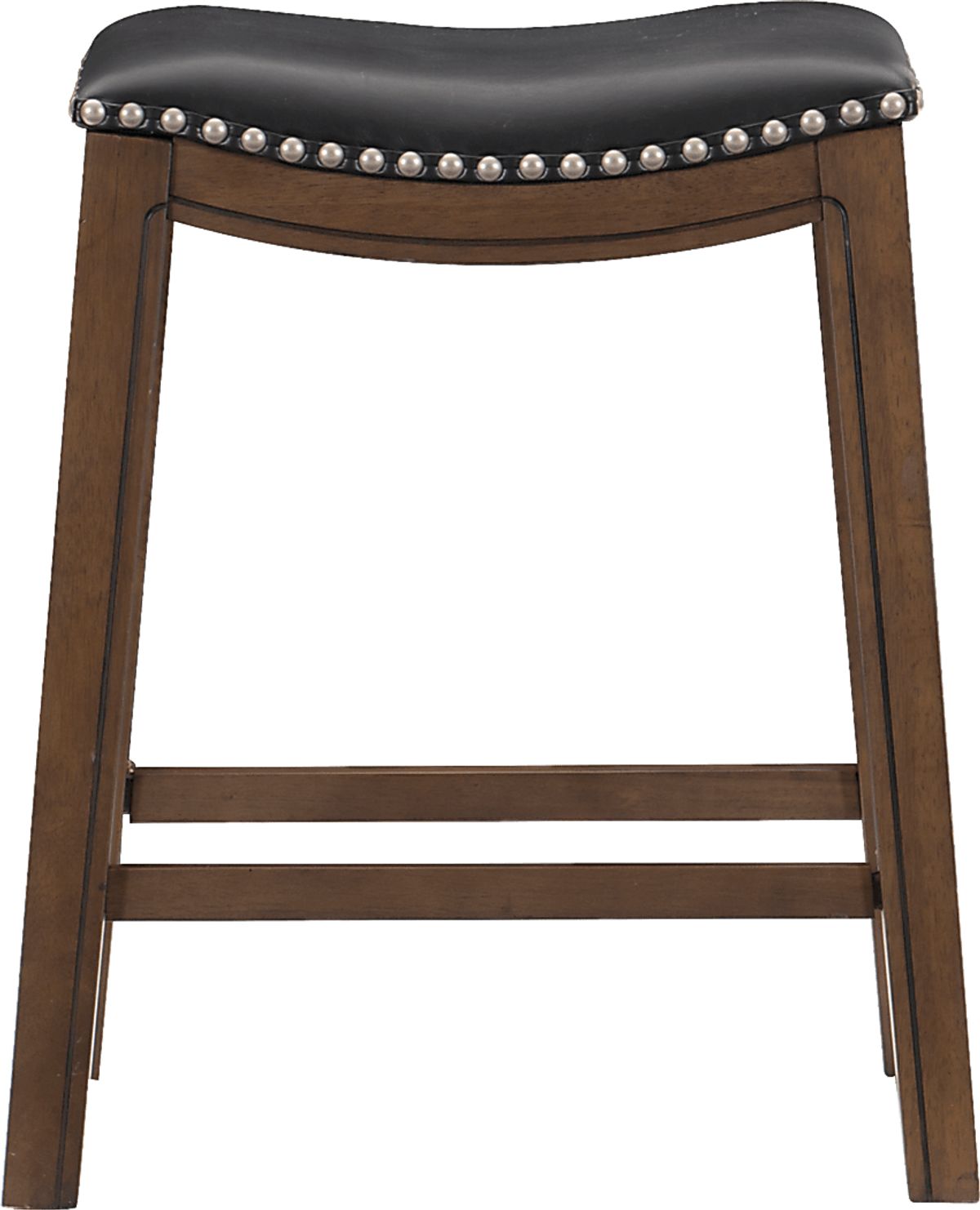 Etton Brown Dark Wood Black Faux Leather Fabric Counter Height Stool ...