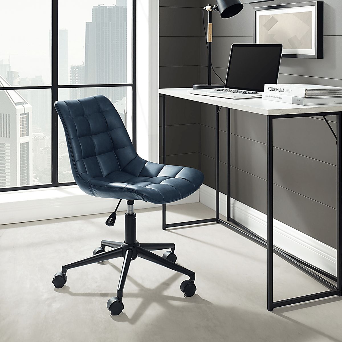 Evamay Navy Blue Desk Chair | Rooms to Go