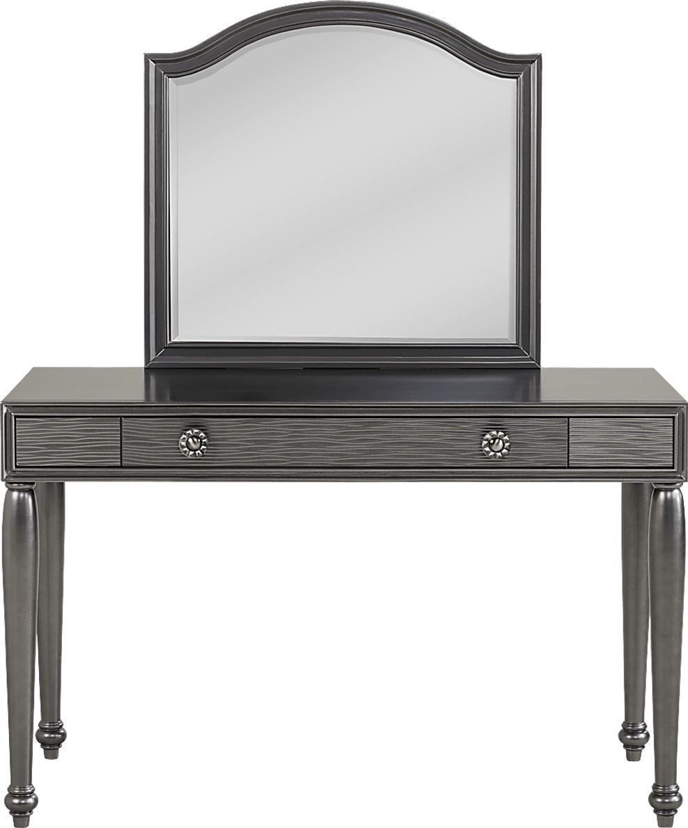 Evangeline 2 Pc Charcoal Gray Vanity Desk With Mirror - Rooms To Go