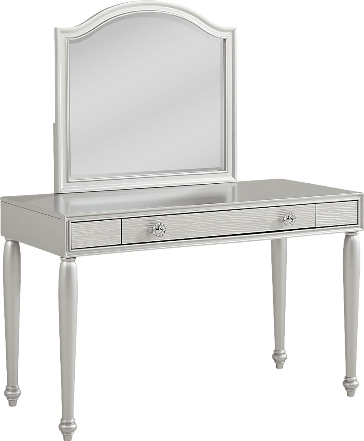 Evangeline 2 Pc Silver Gray Vanity Desk With Mirror | Rooms to Go