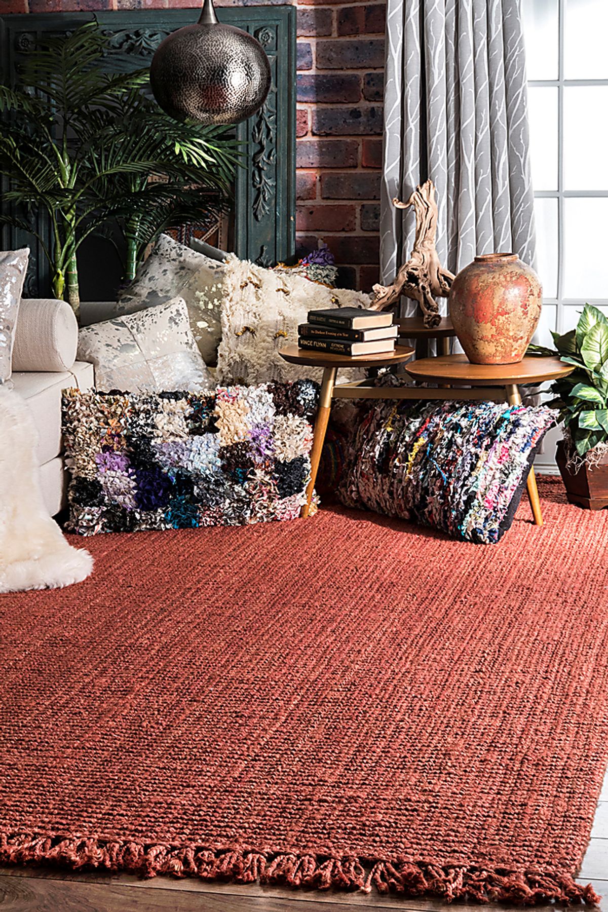 Everley Red Jute Fabric Rug | Rooms to Go