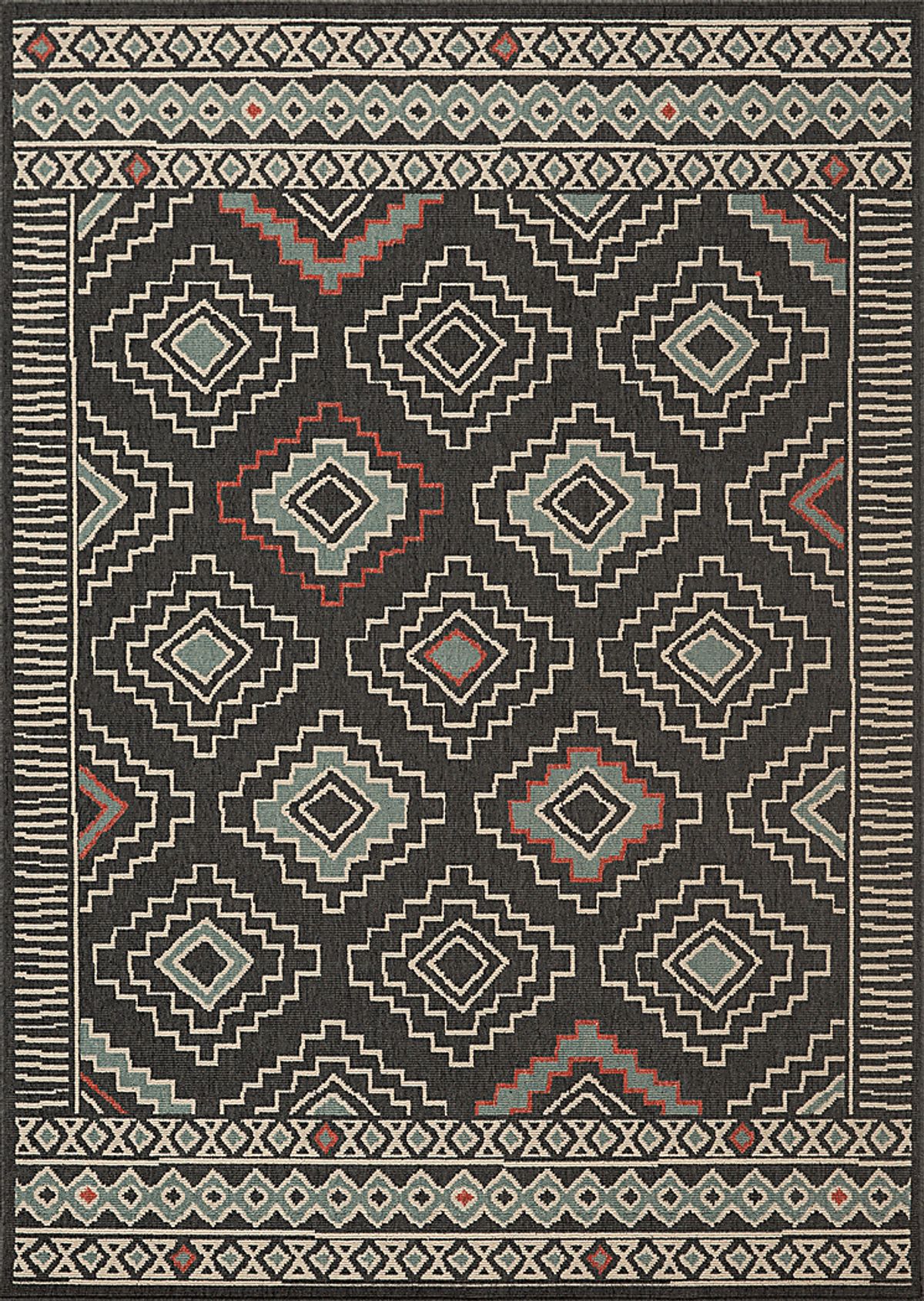 Boltan Black,Multi Outdoor Rugs | Rooms to Go
