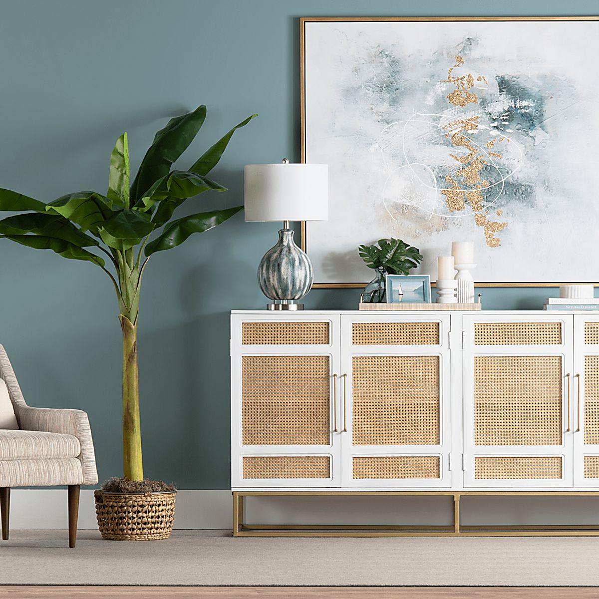 Falkirk Trail Blue Table Lamp | Rooms to Go