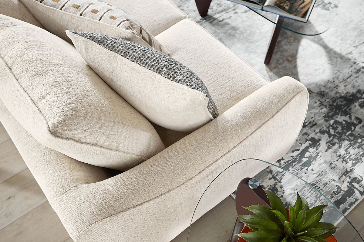 Fallon 7 Pc Ivory Beige Chenille,Plush,Woven Fabric,Plush Sleeper ...