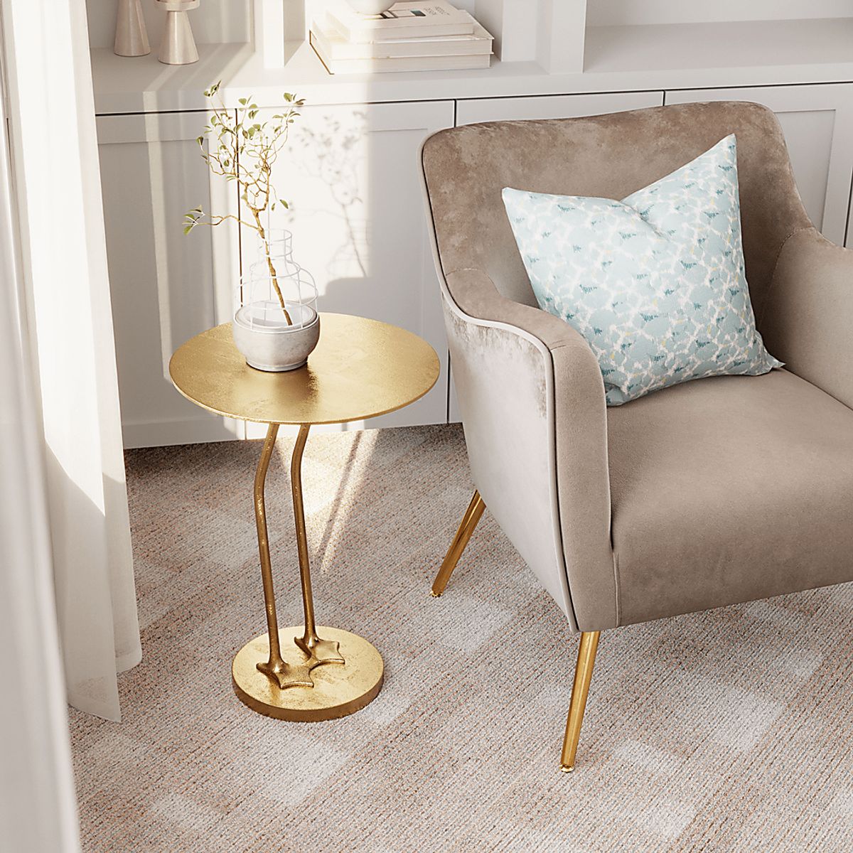 Fantail Gold Colors,Metal End Table | Rooms to Go