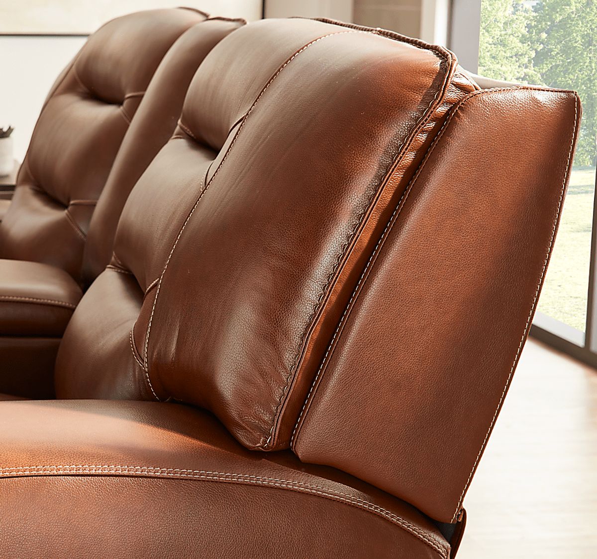 Farona Caramel Brown Leather 3 Pc Dual Power Reclining Sectional ...