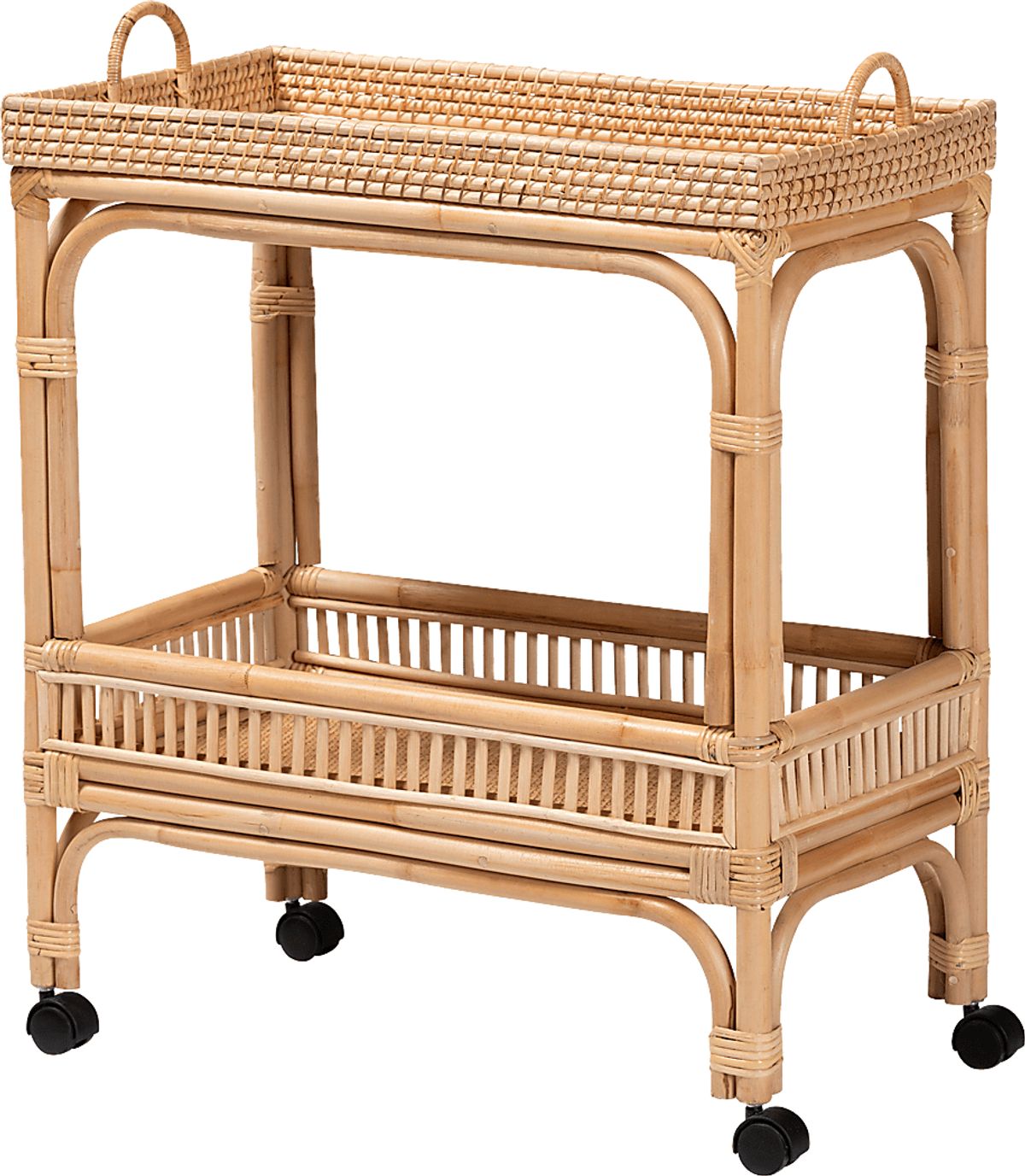 Fasulo Light Wood Fruitwood Natural Beige,White Bar Cart | Rooms to Go
